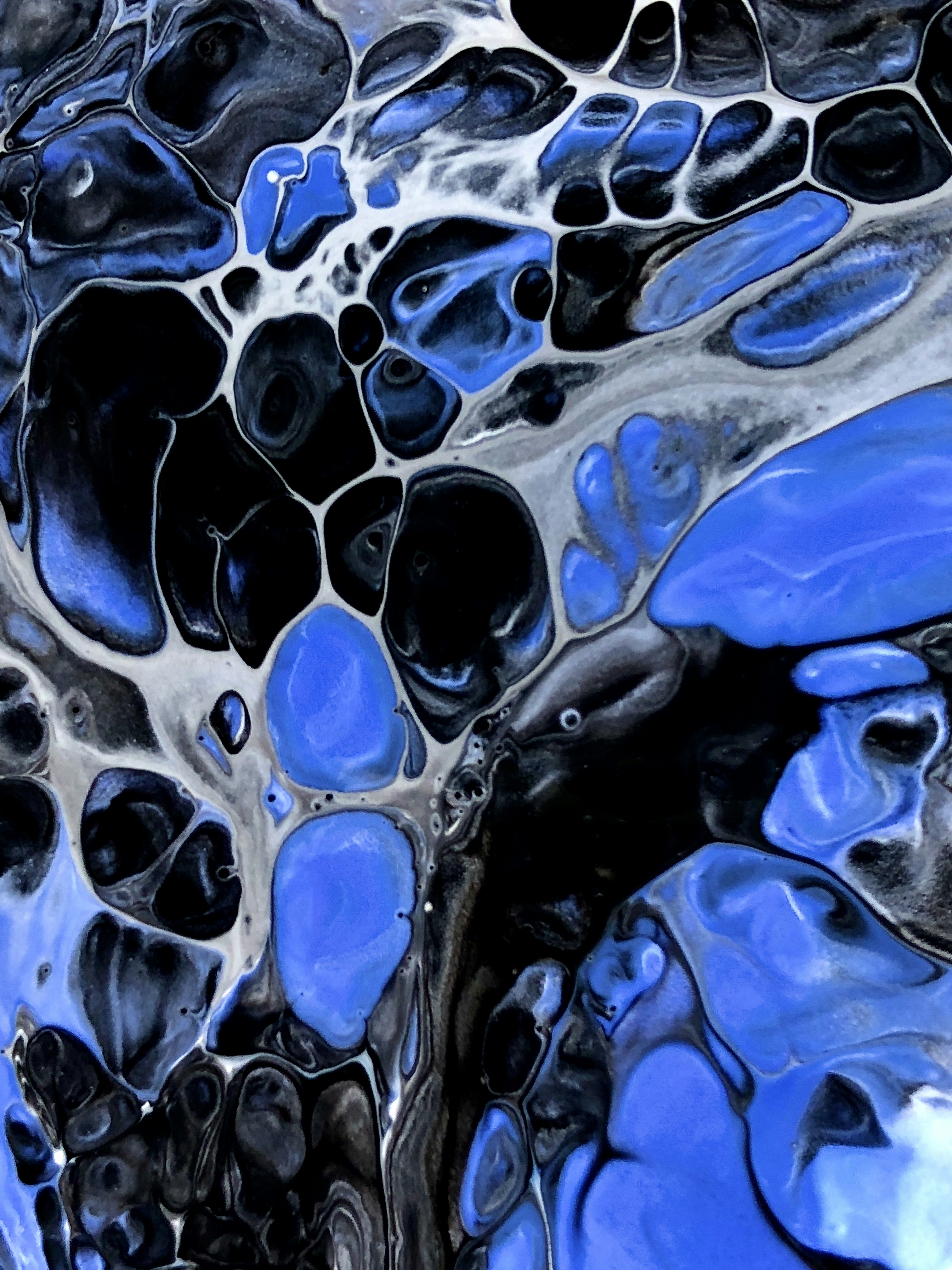 An abstract painting of blue and black colors photo – Free Art Image on ...