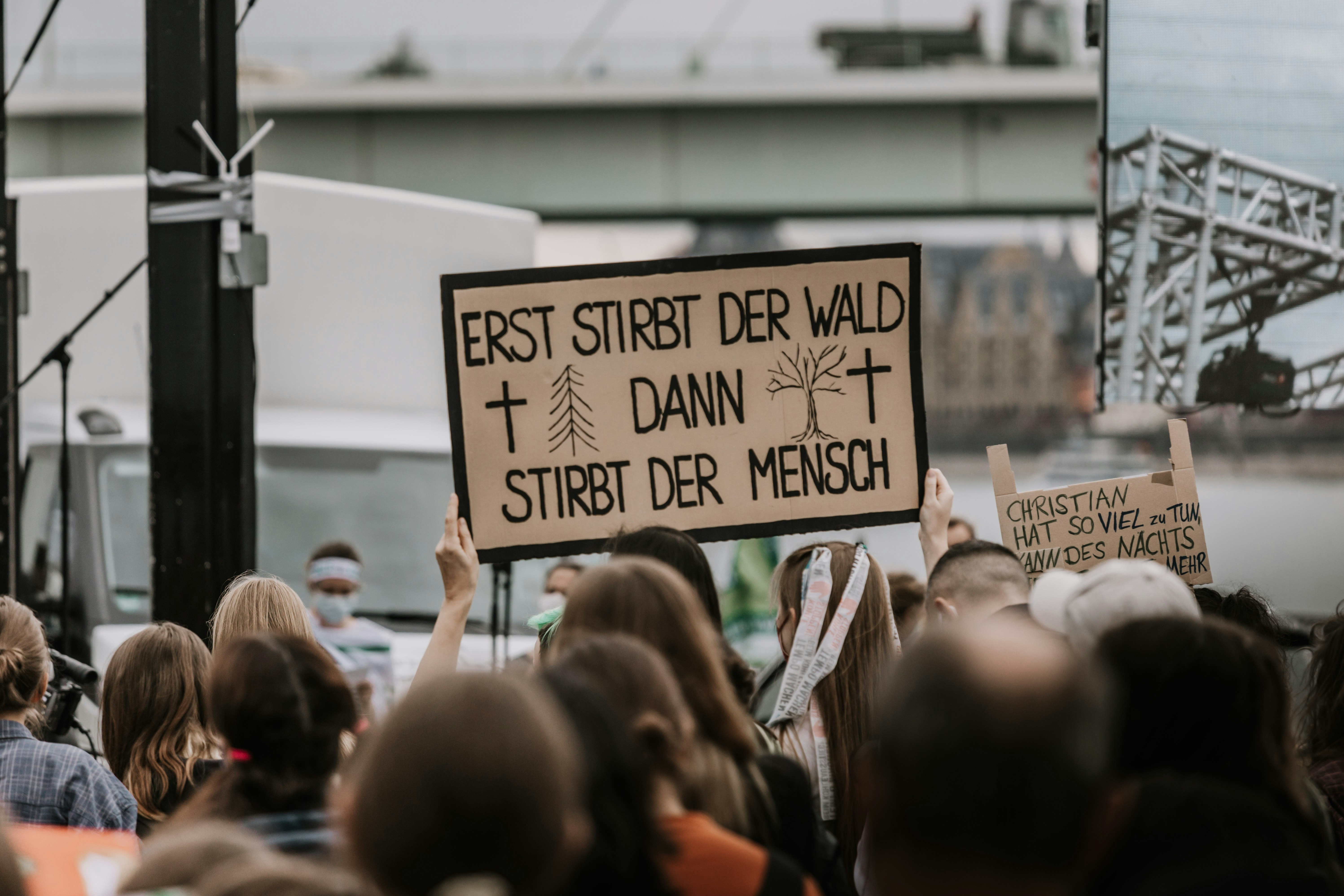 Sign Held High: A Message Among the Crowd