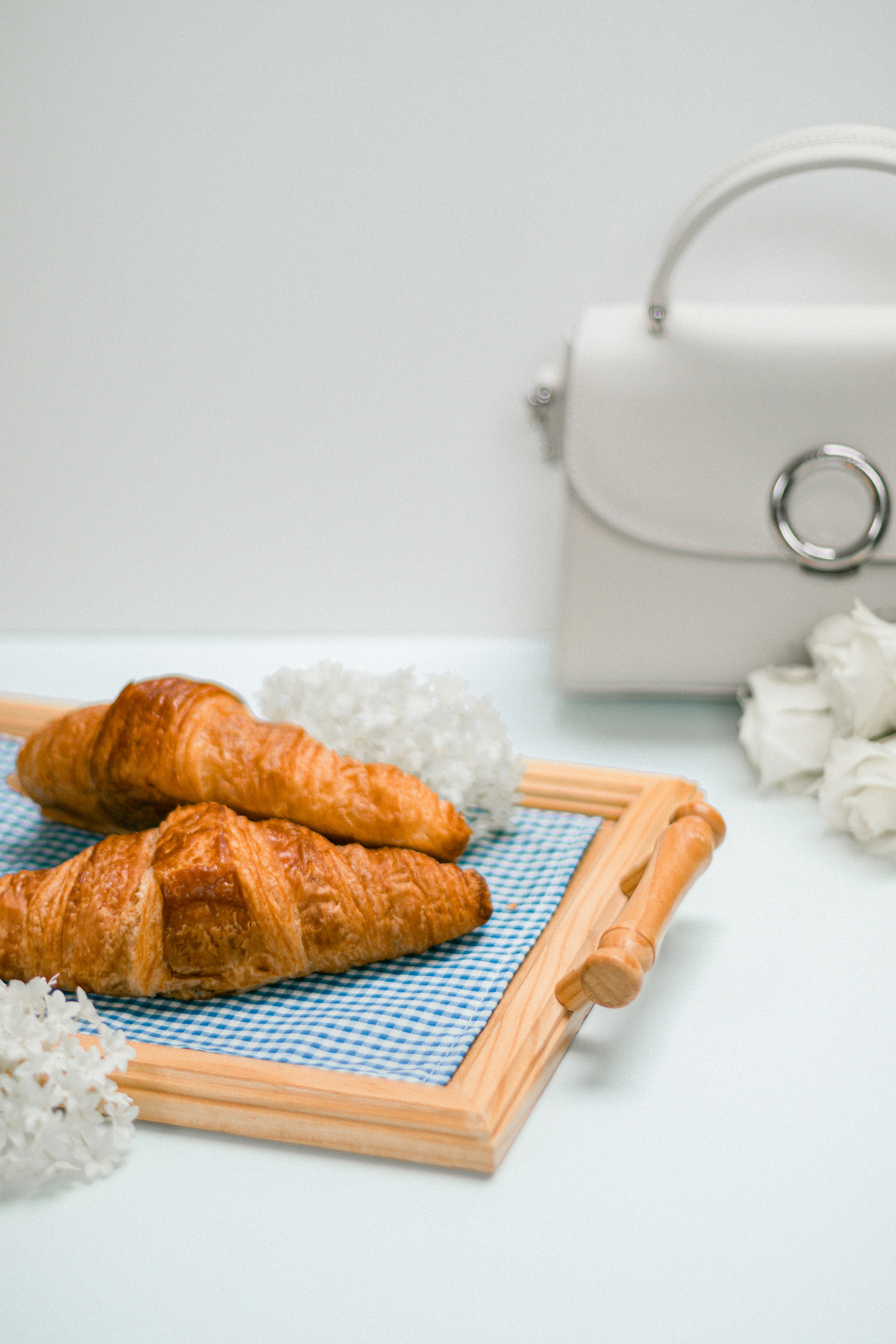 Golden Croissants on a Minimalist Morning Tray