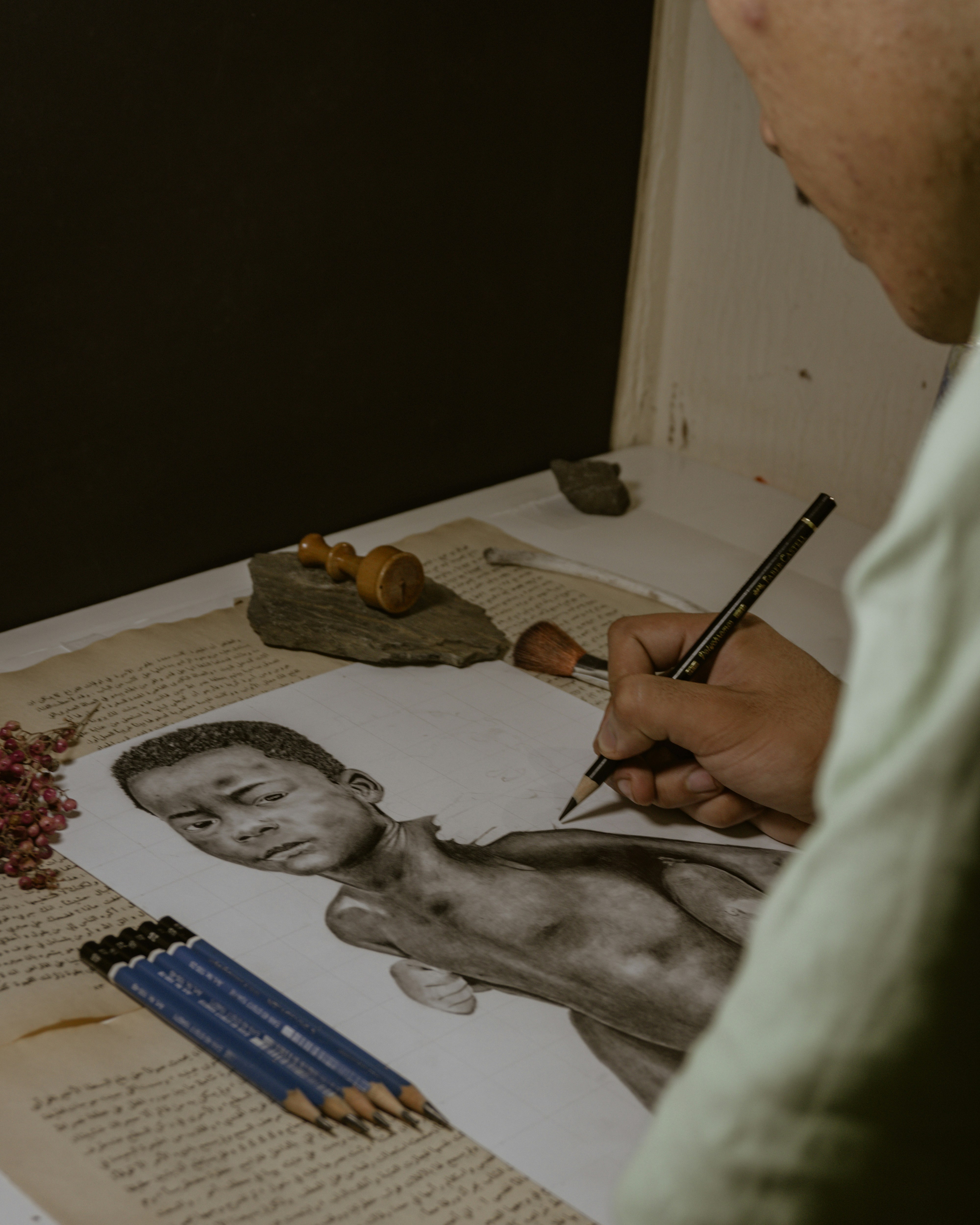 Hands at Work: Portrait Study on a Sketch Tablet