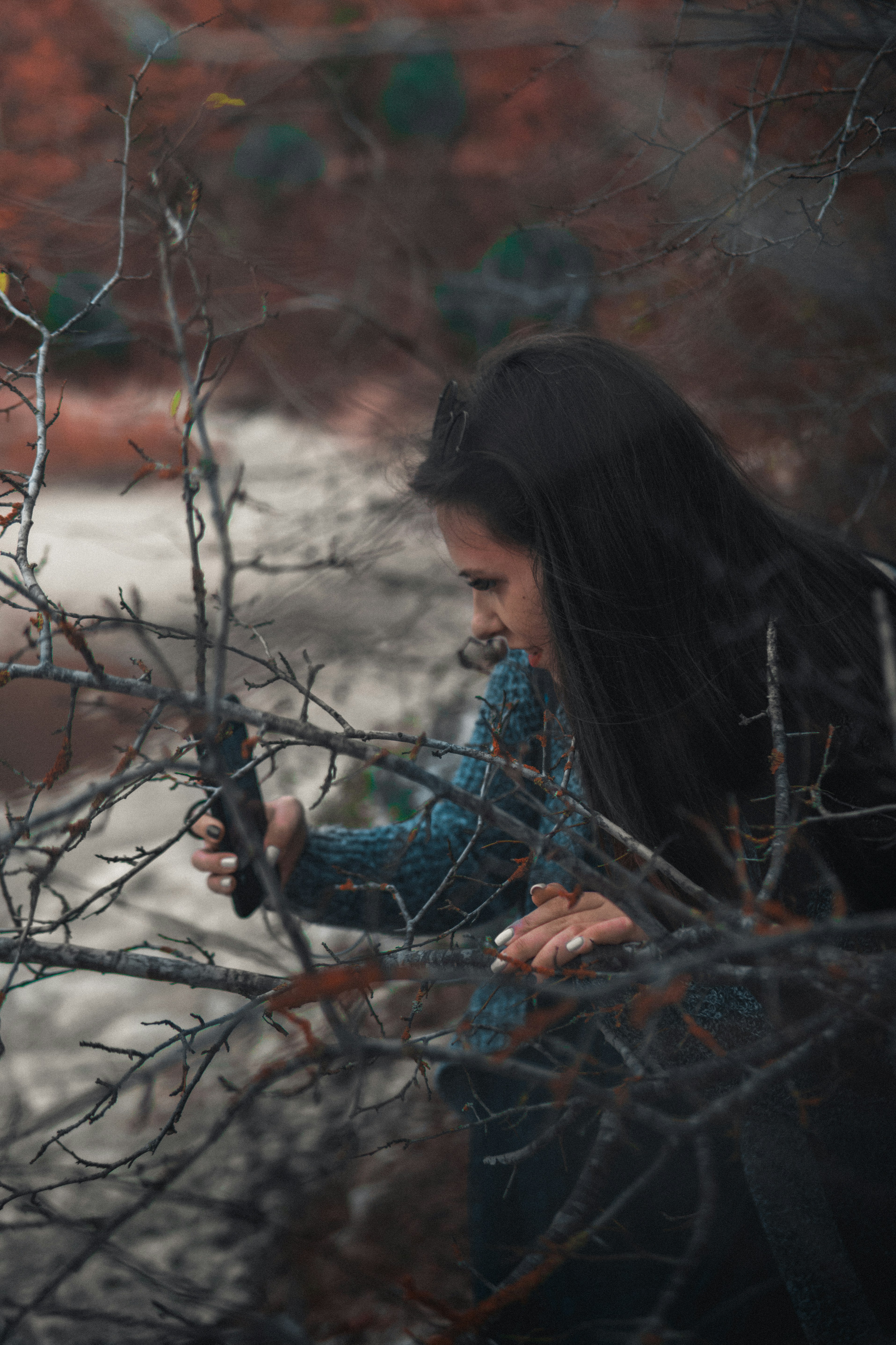 Through the Thicket: a Quiet Selfie Among Bare Branches