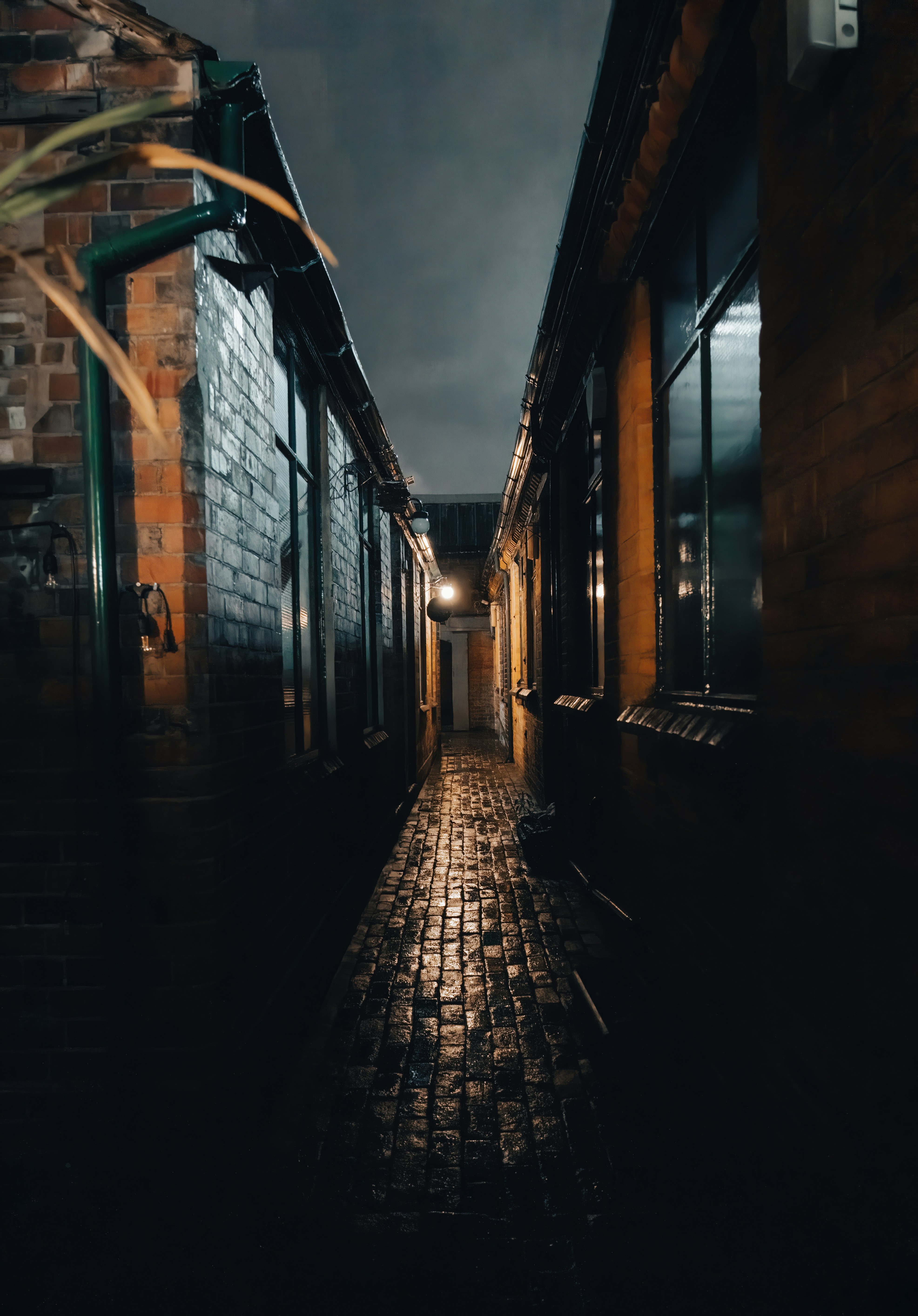 A dark alley way with a brick wall and windows photo – Free Birmingham ...