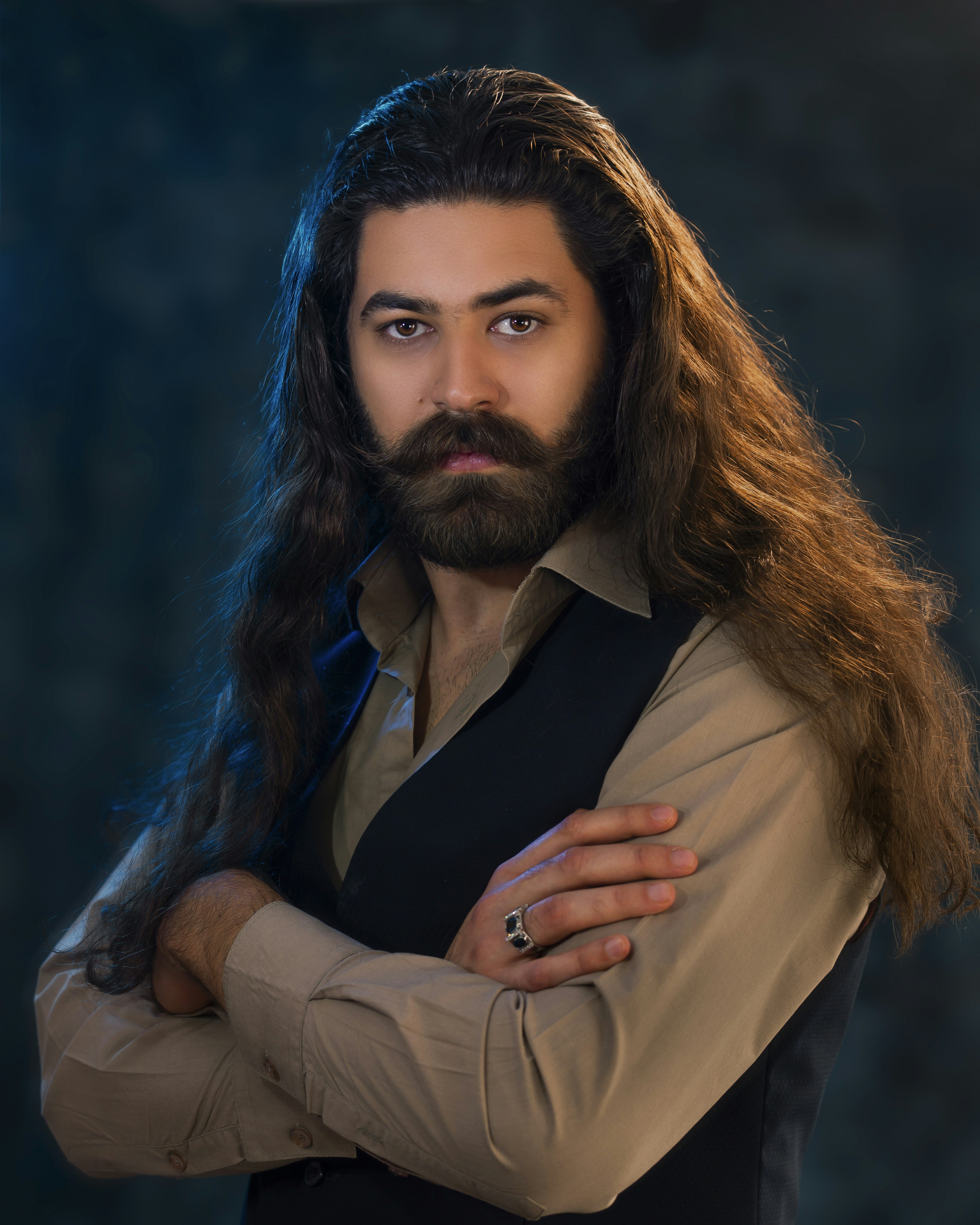 Bearded Gaze in Velvet: A Portrait of Quiet Command
