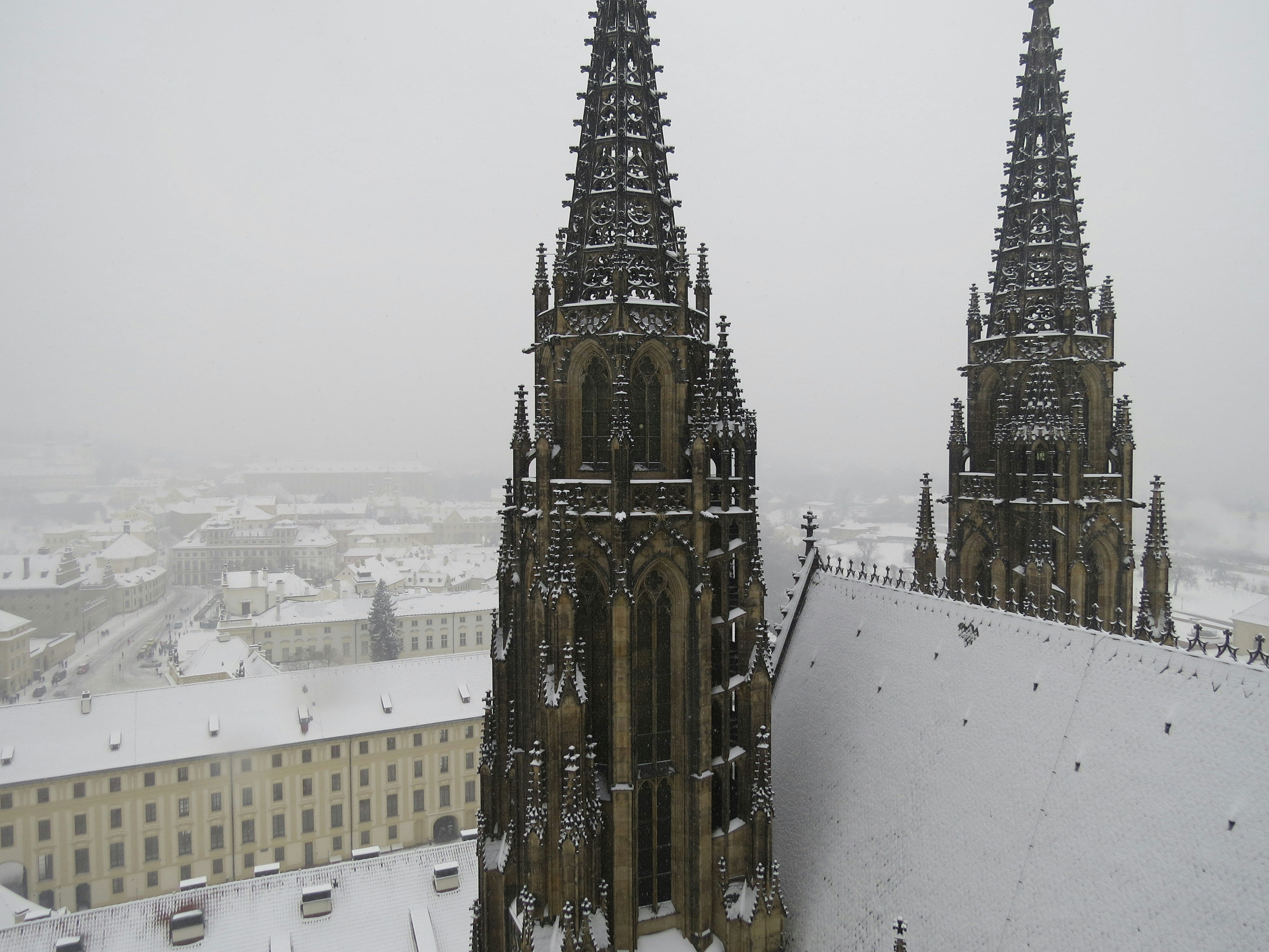 Gothic Towers Embrace Winter's Blanket