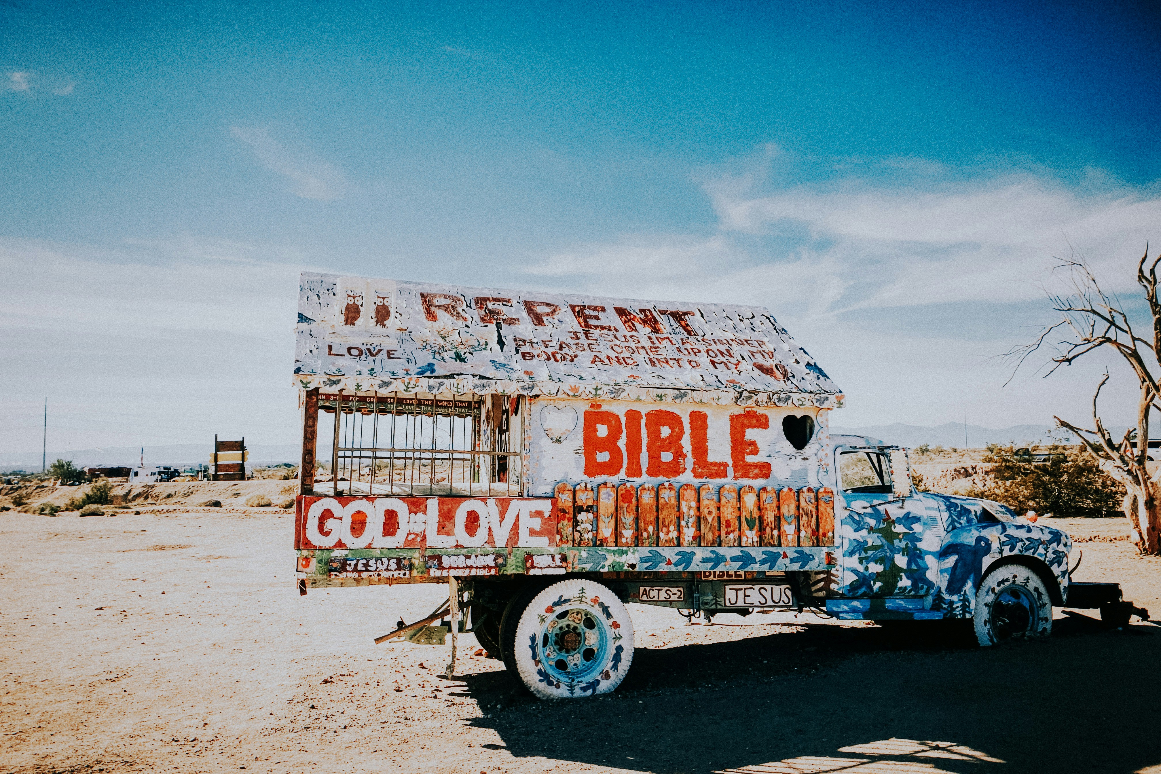 Desert Sermon on Wheels: The Graffiti Bible Truck
