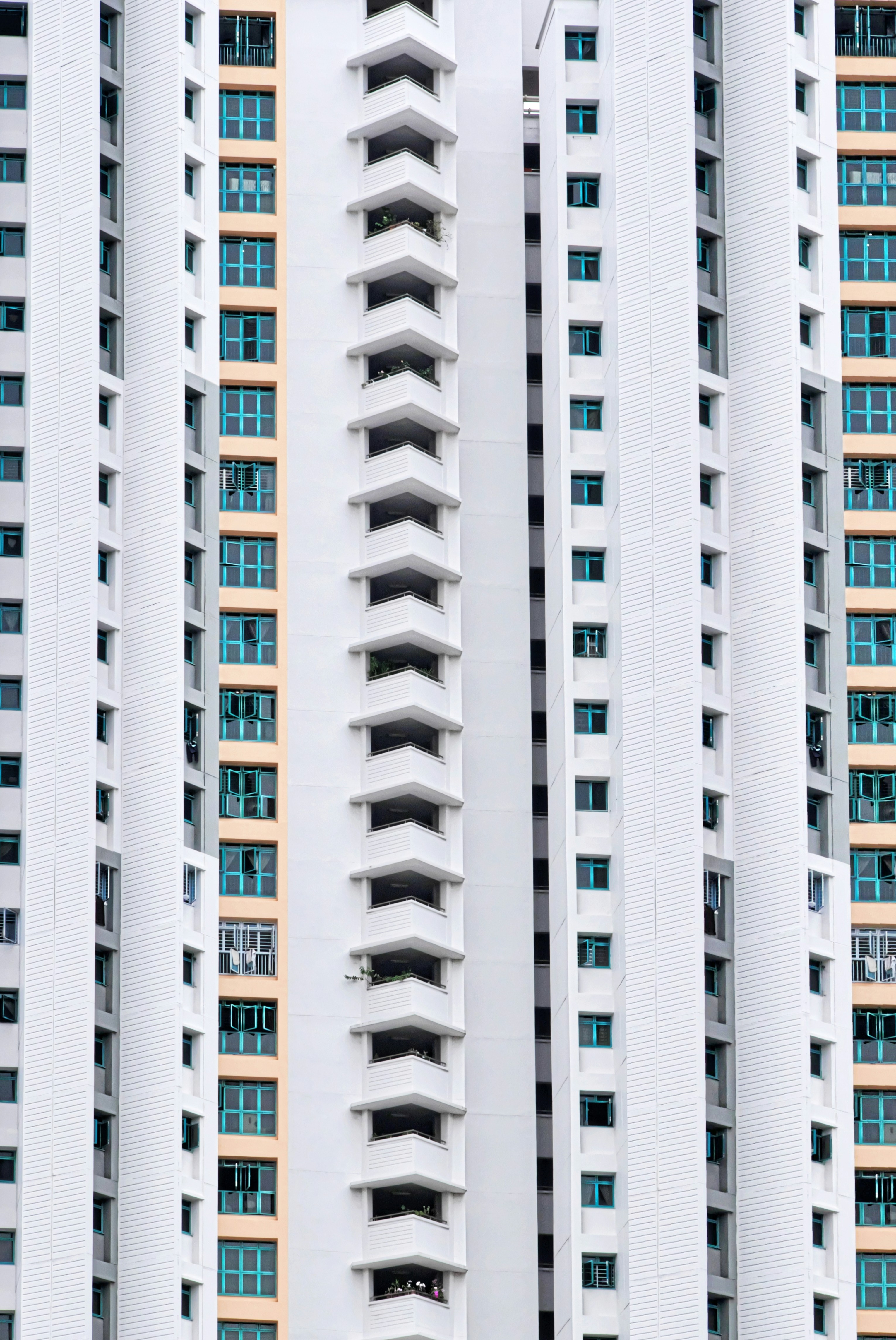 A tall white building with many windows in front of it photo – Free ...