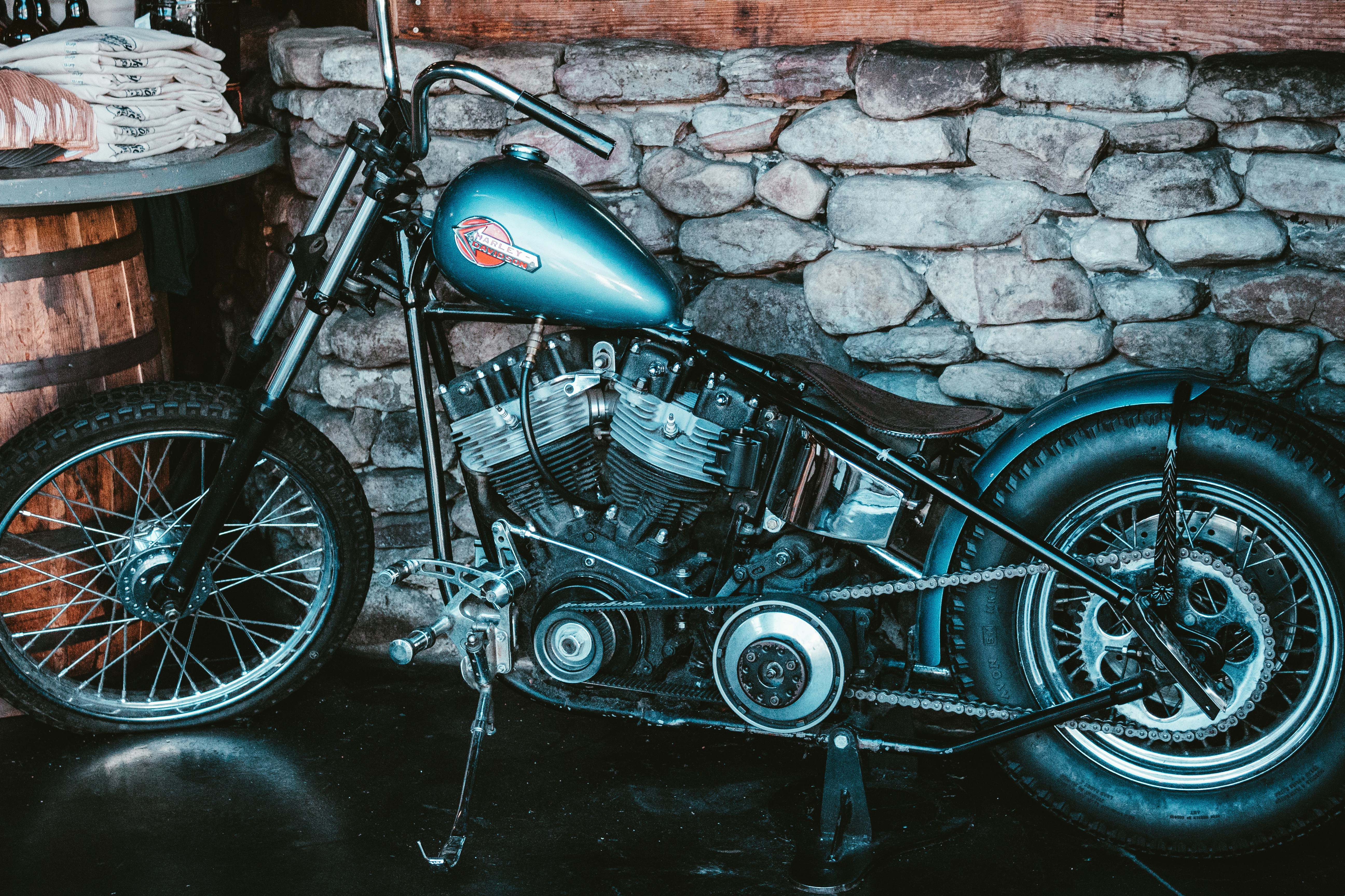 A motorcycle parked next to a barrel of wine photo – Free Gatlinburg ...