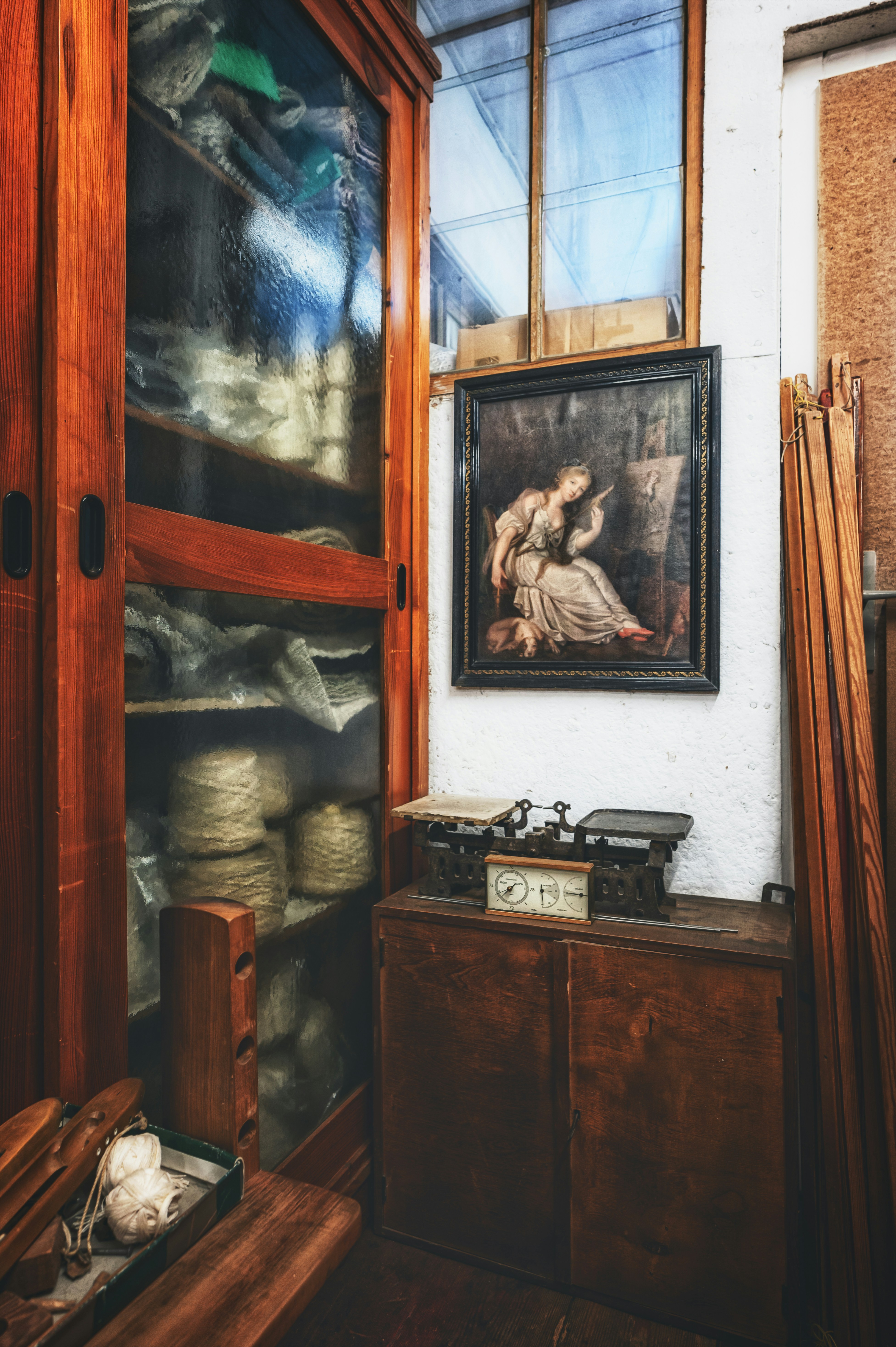 Frame of Quiet Light: A Seated Muse in an Antique Corner