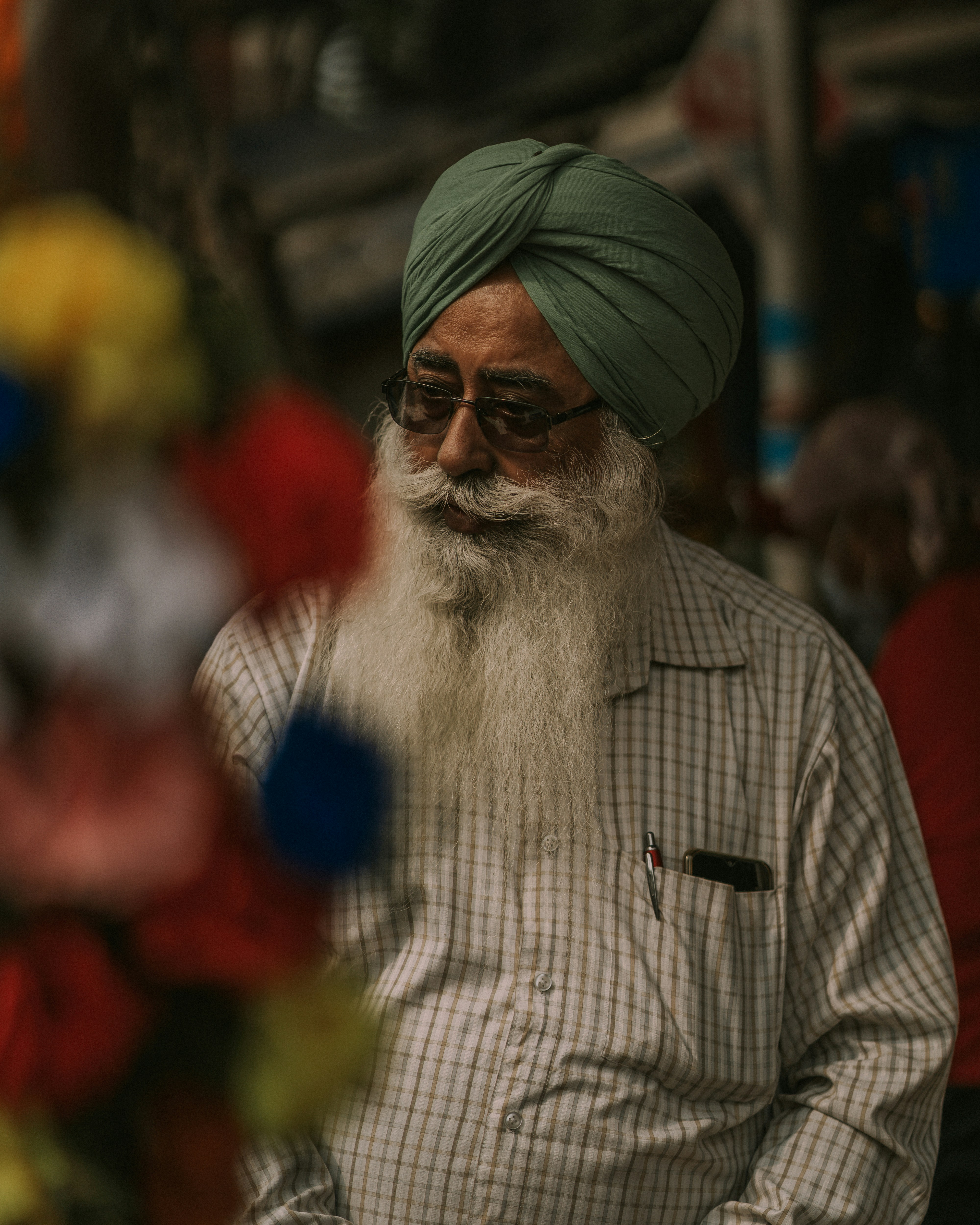 Sage in a Green Turban, Framed by Bazaar Blooms