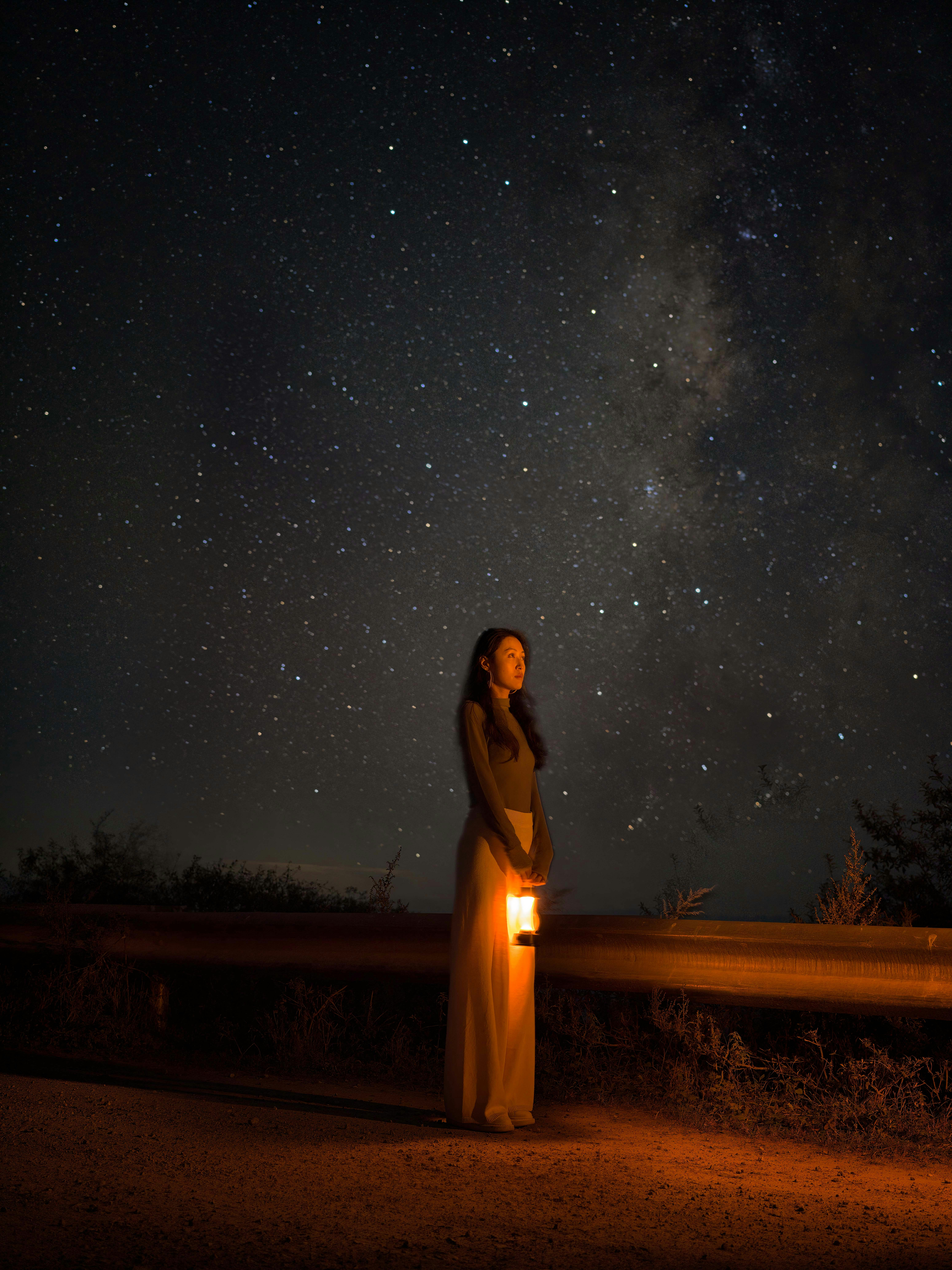 A girl under the Galaxy