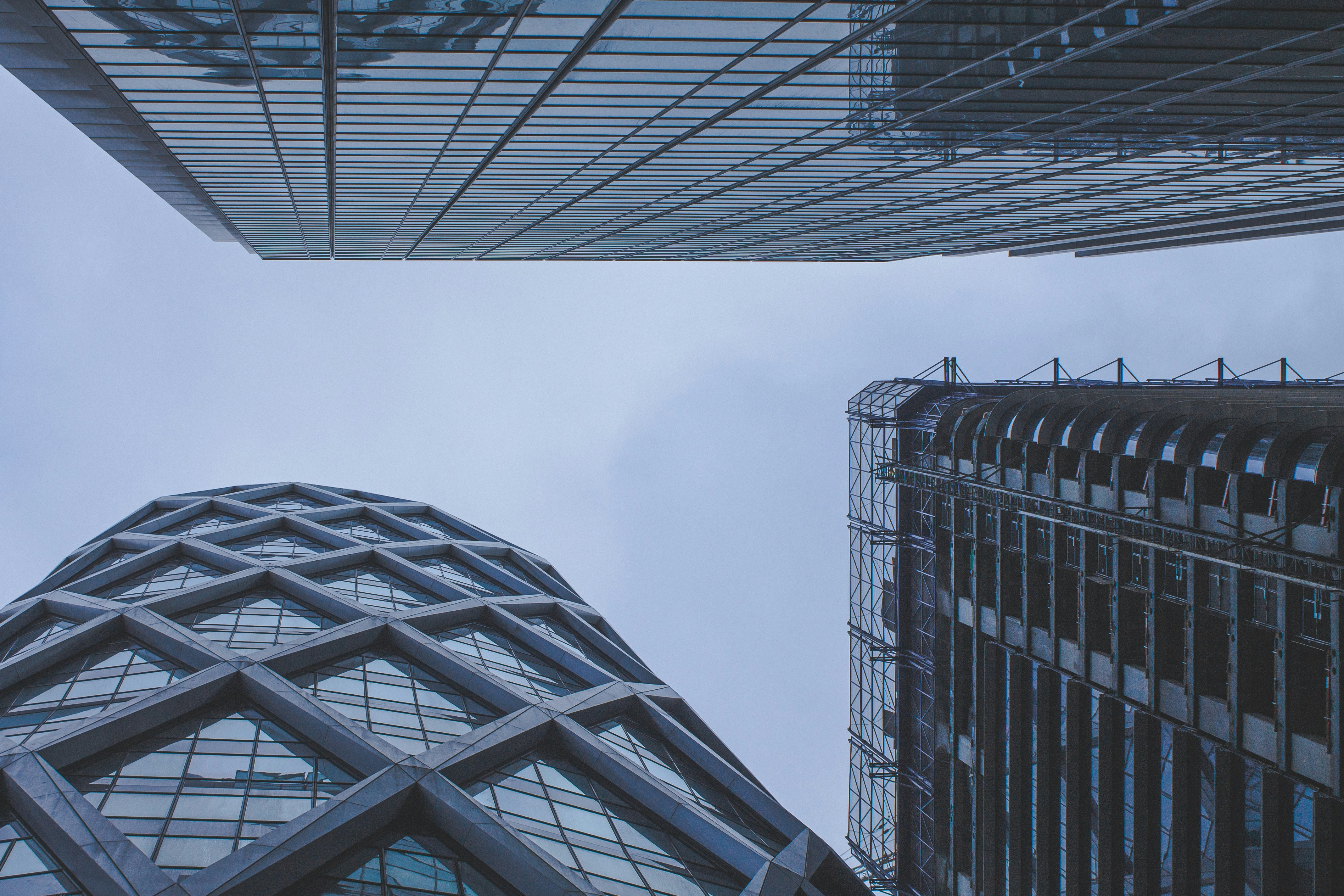 Looking up at two skyscrapers from the ground photo – Free La défense ...