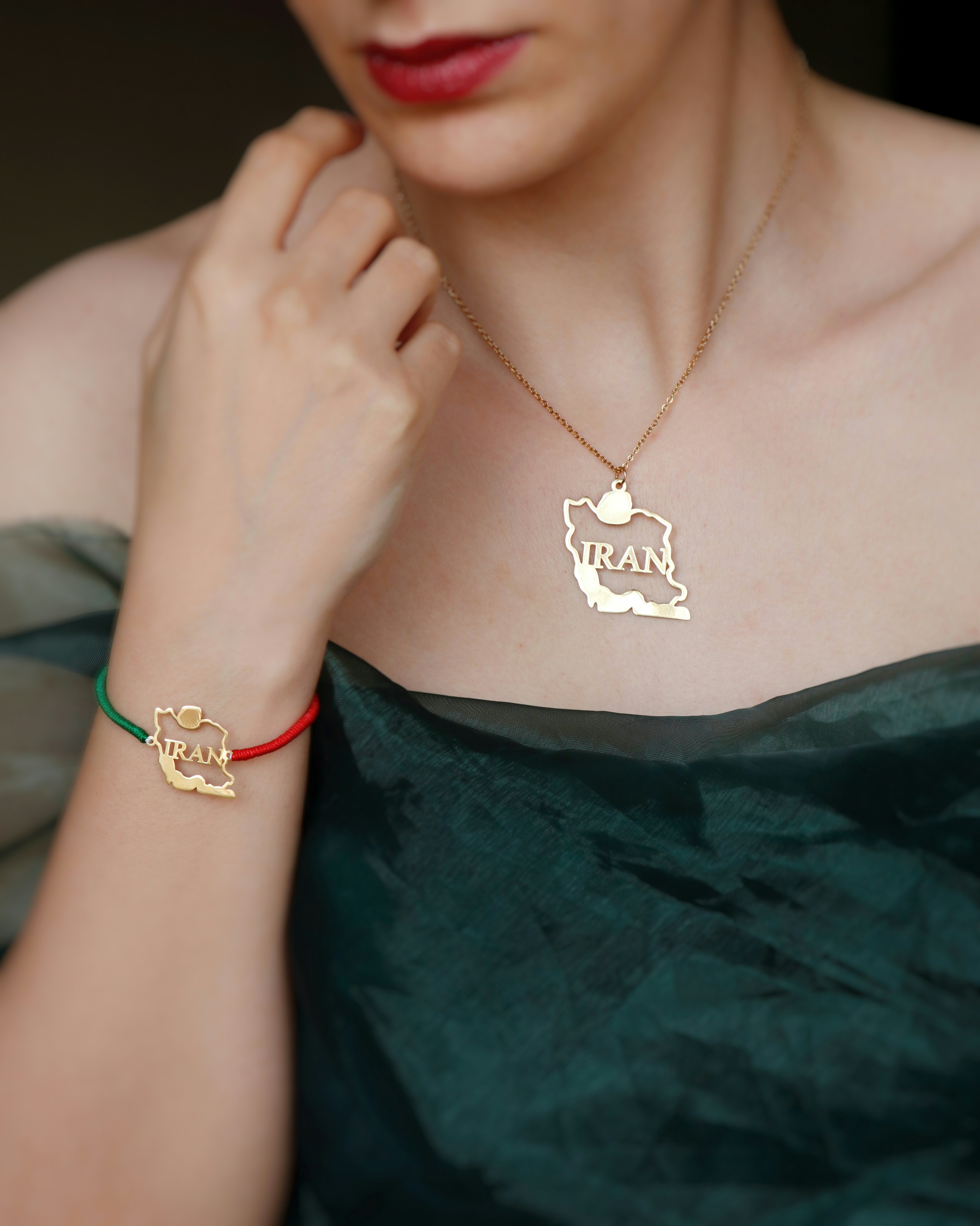 Gold Script Portrait of Iran: Jewelry Adorned in Soft Light