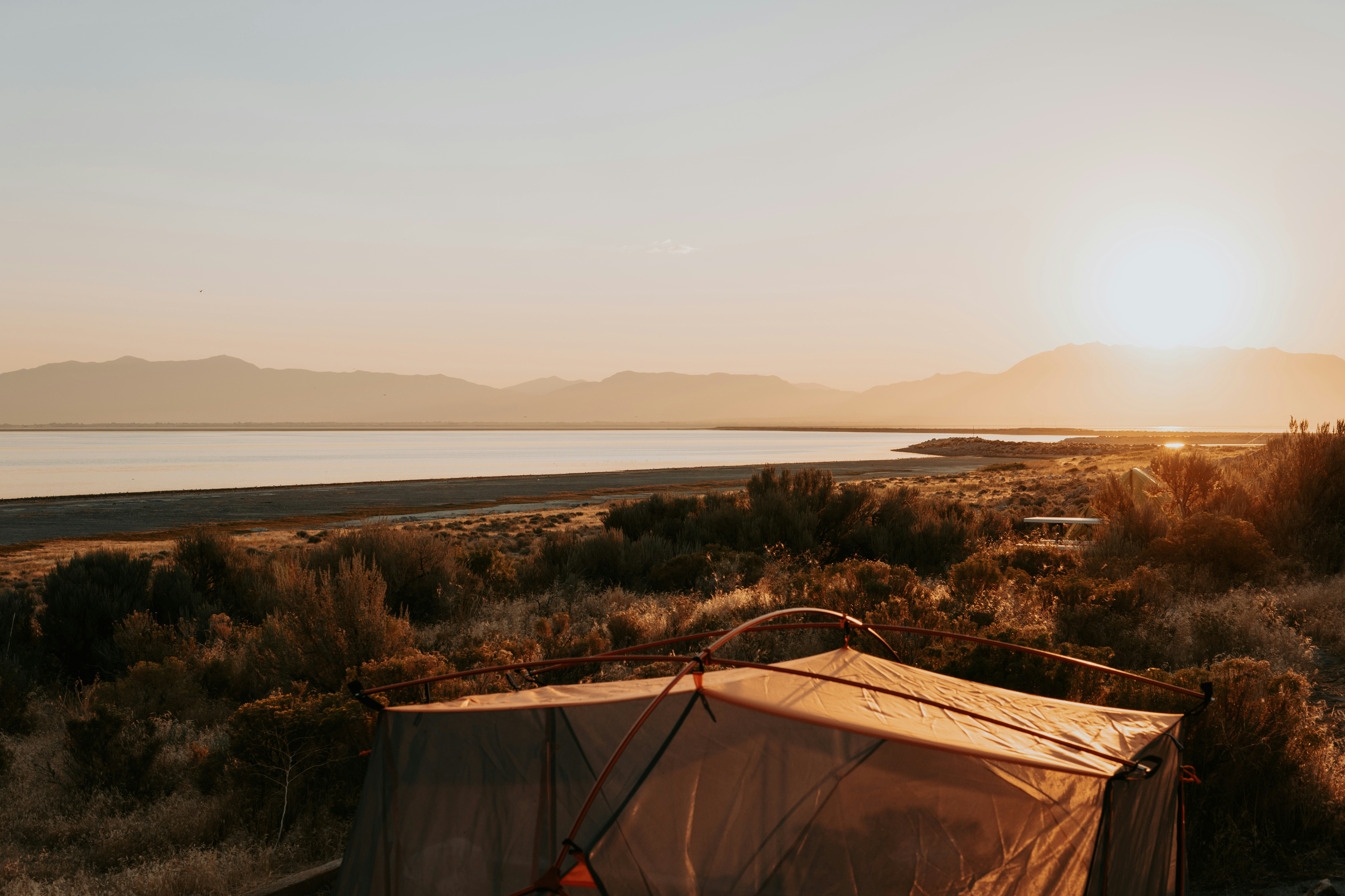 Sunlit Camp by the Quiet Shore