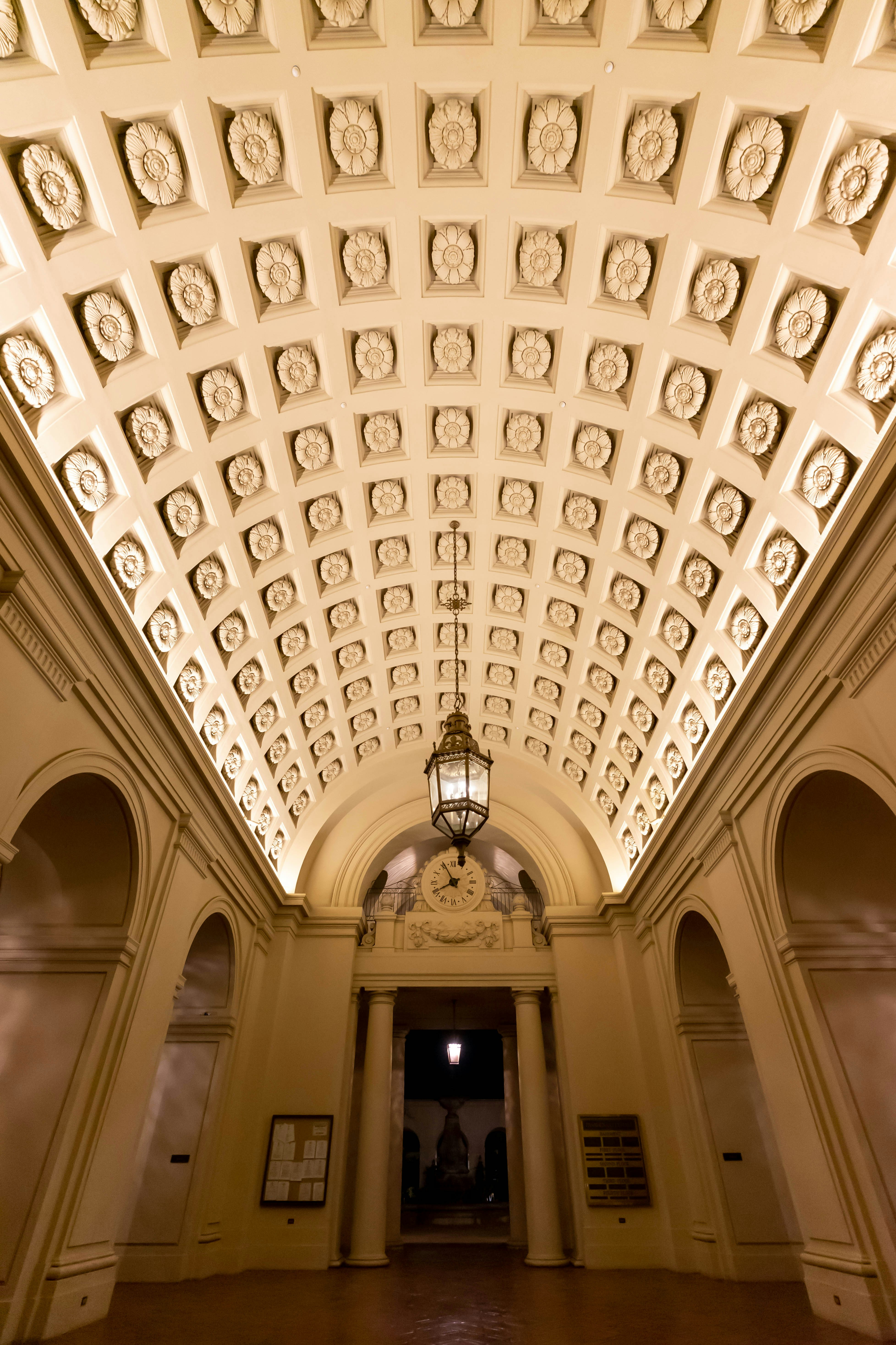 Center Lantern in a Sepia Cathedral Hall: Symmetry Illuminated