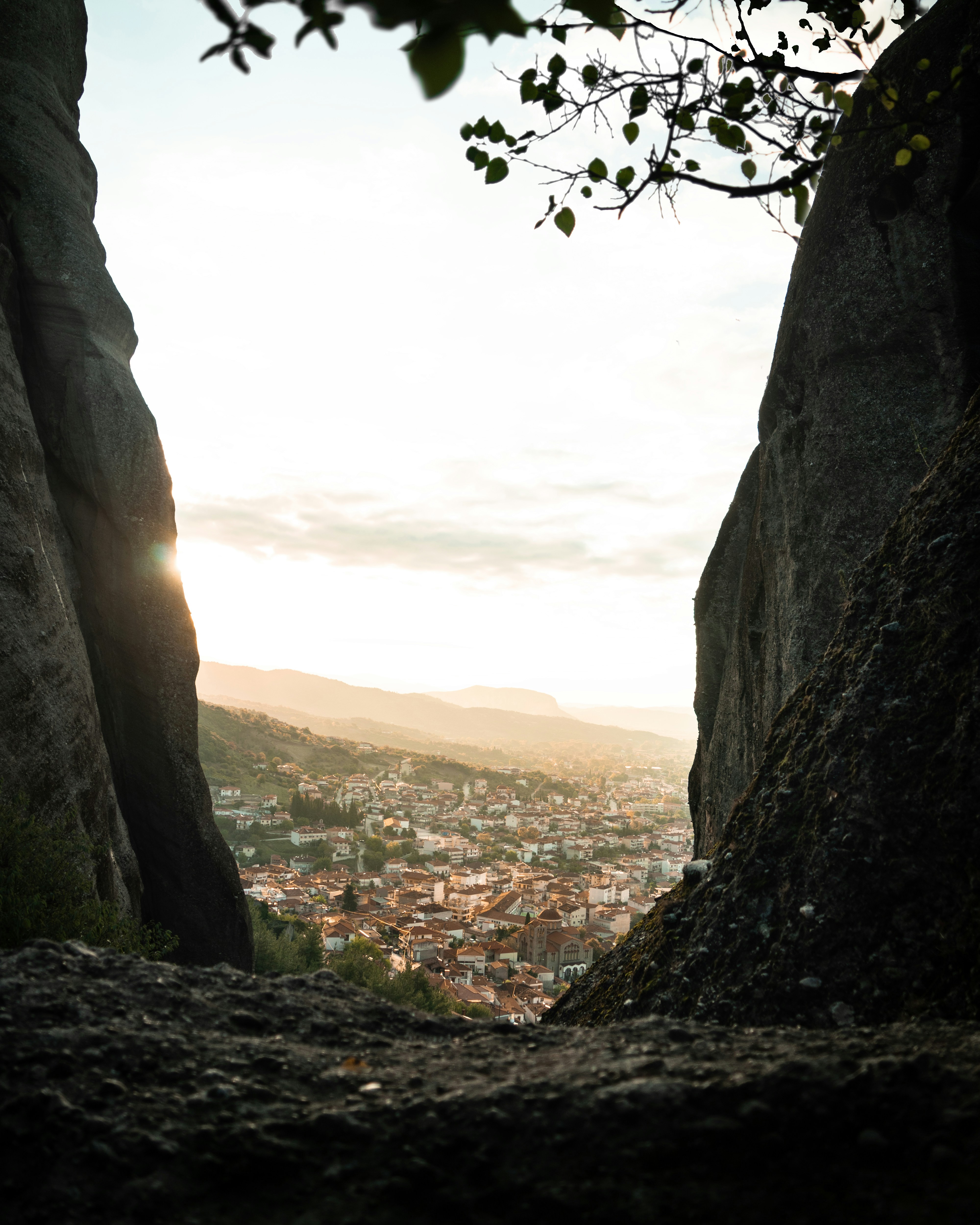 Canyon Gate to the City: Sunset Light Between Cliff Faces