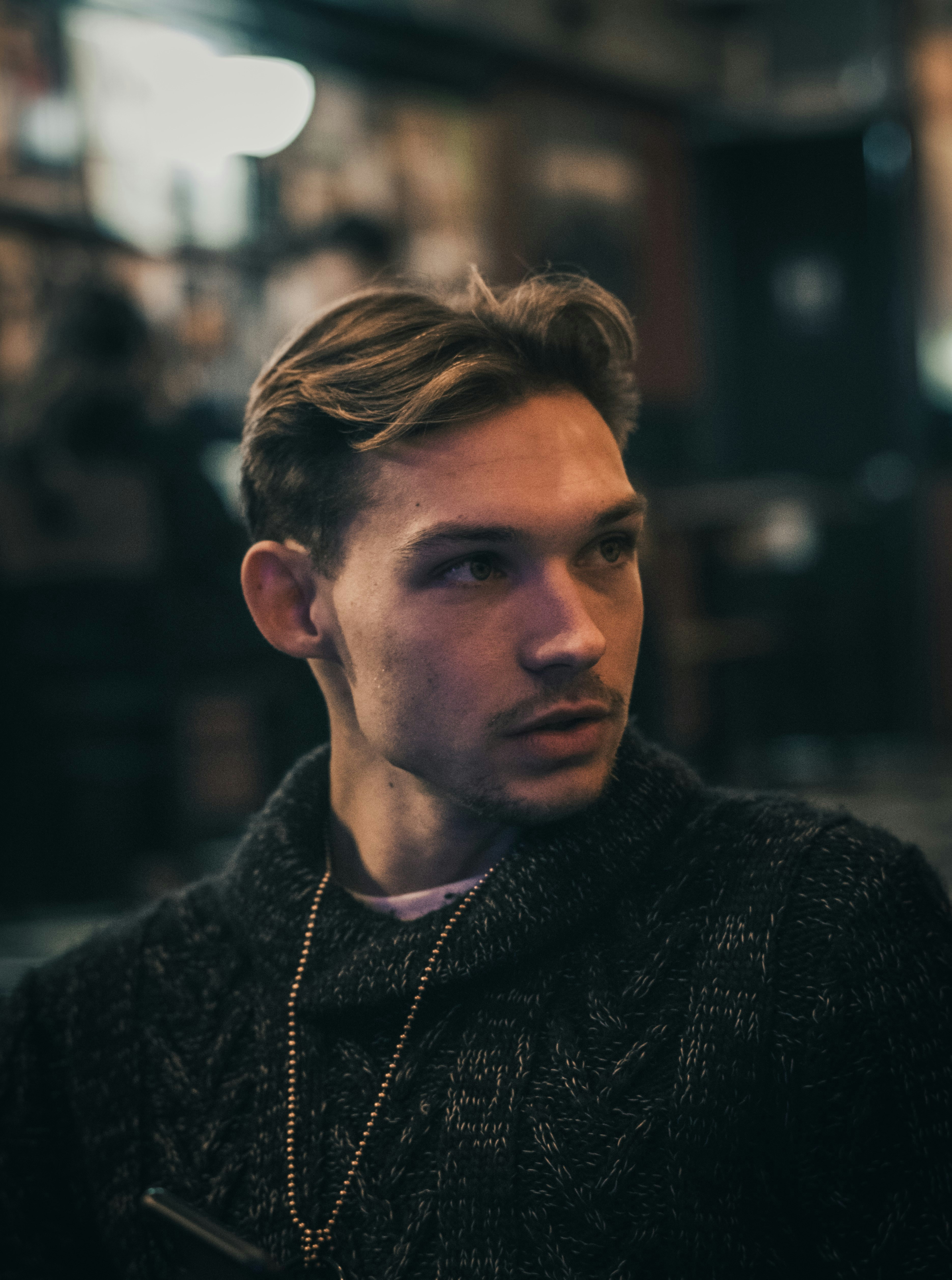 Neon-lit Portrait: Quiet Confidence in a Velvet Night