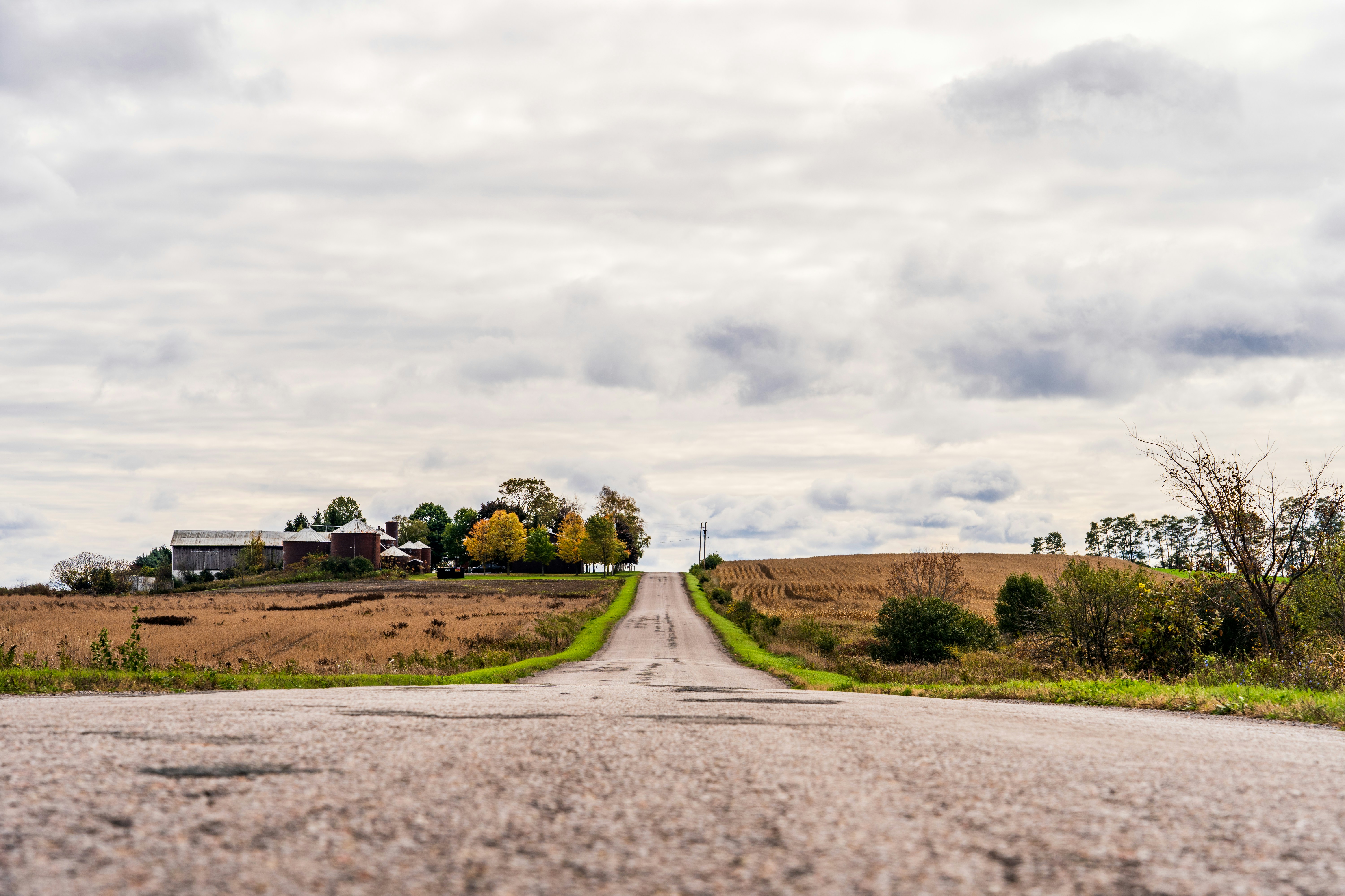 A rural road with a farm in the distance photo – Free Road Image on ...