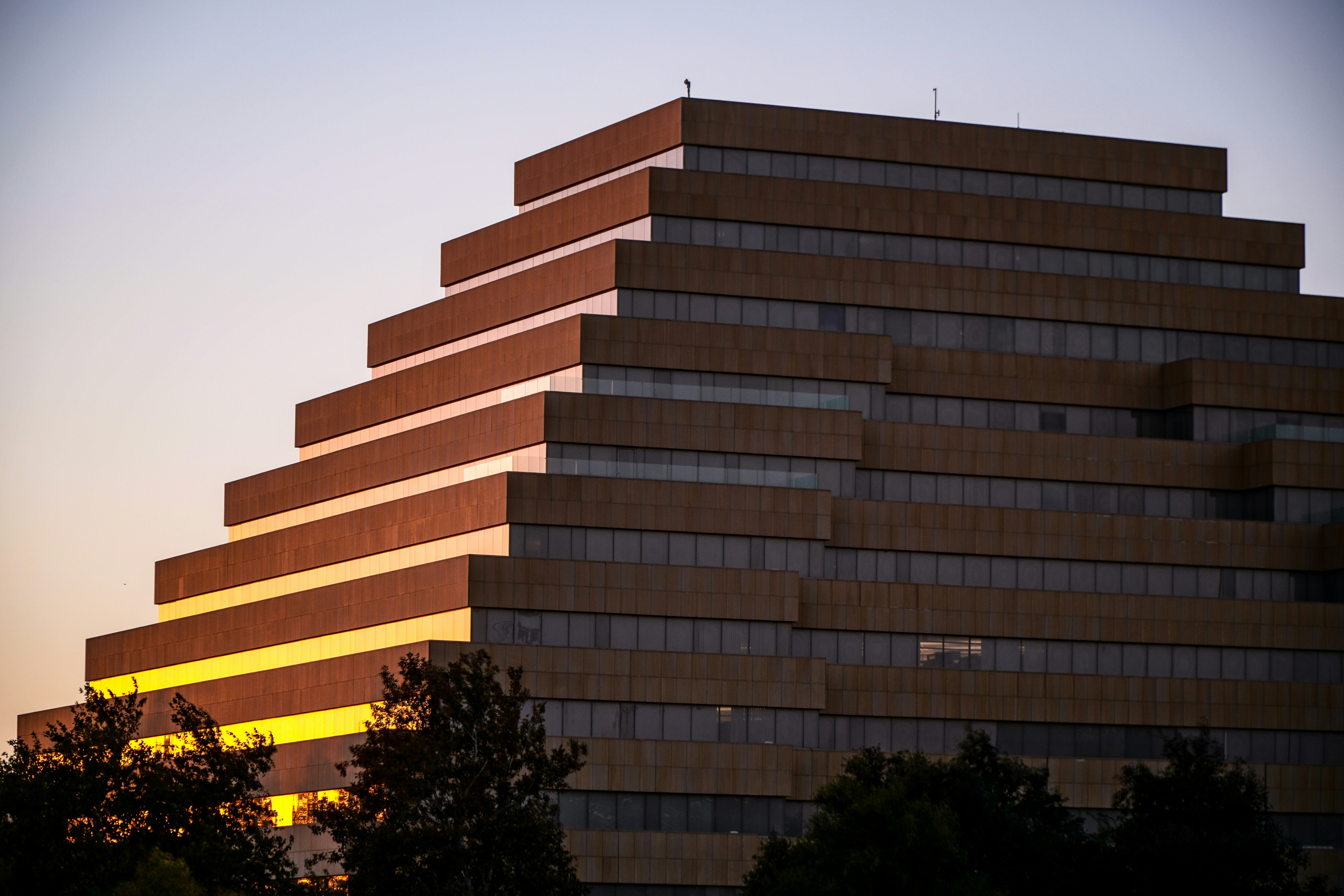 Sunlit Terraces: A Pyramid of Steps Reaching the Sunset