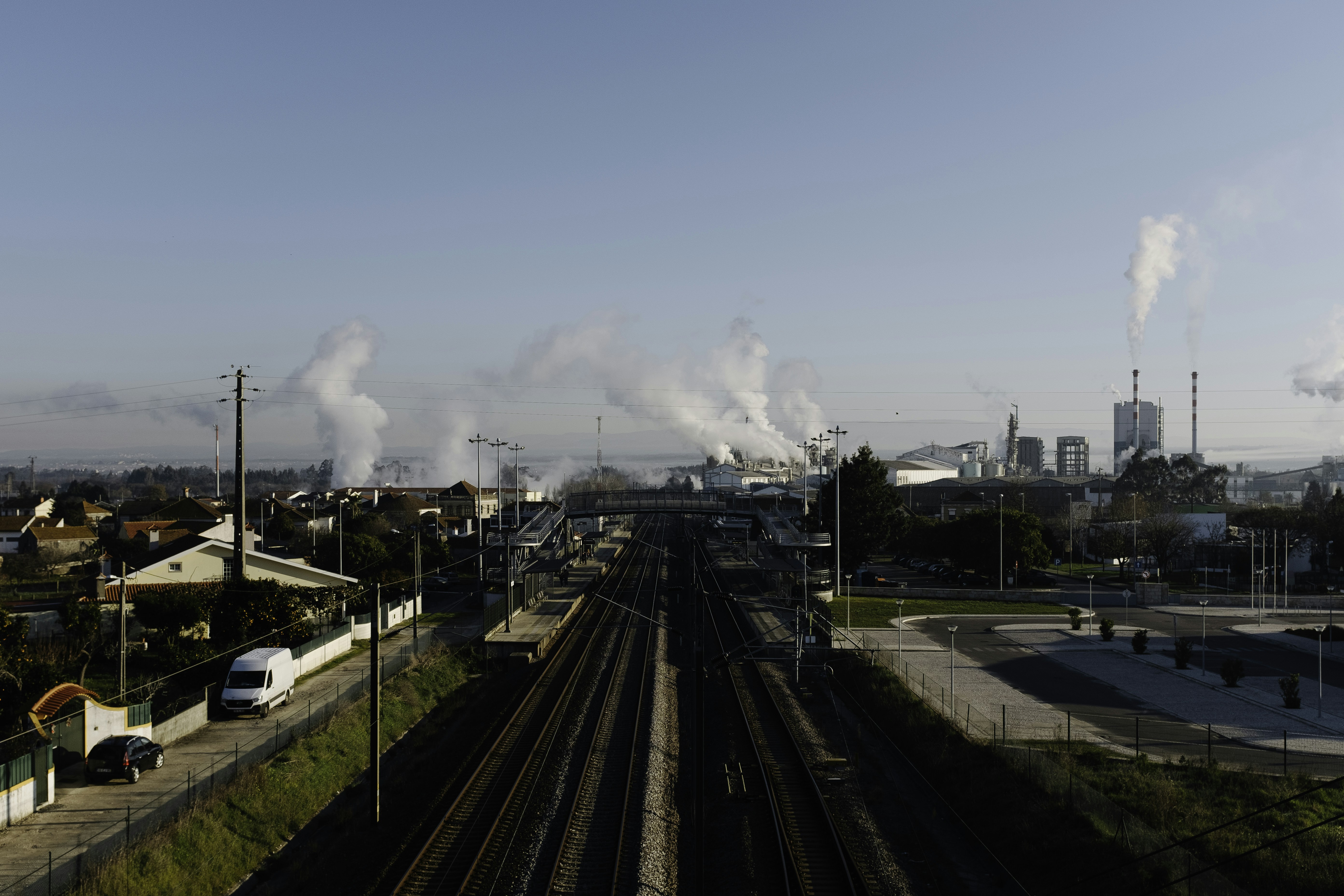 Converging Rails Under Steam: A Daybreak Industrial Spine