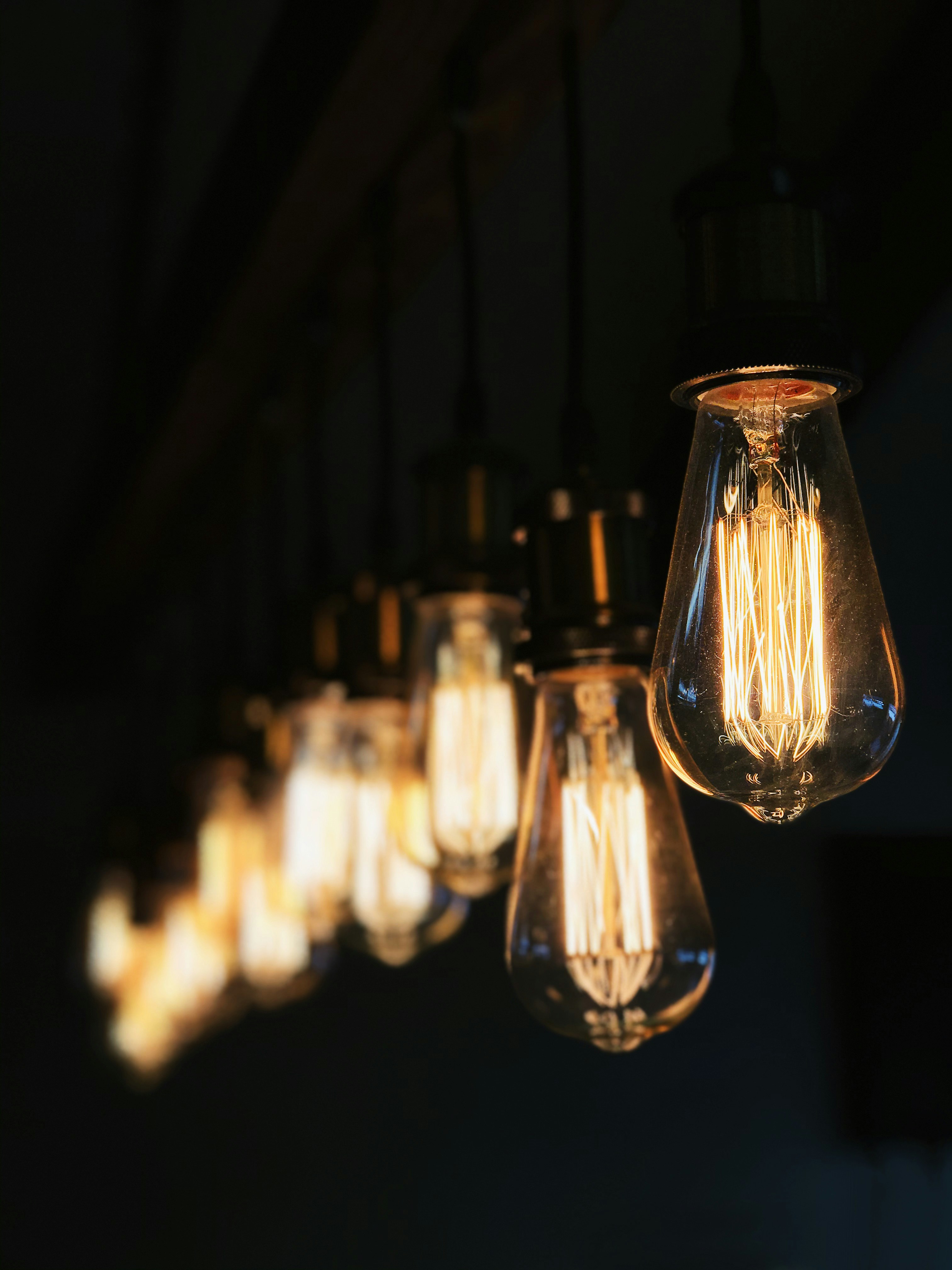 A bunch of light bulbs hanging from a ceiling photo – Free Mashhad ...
