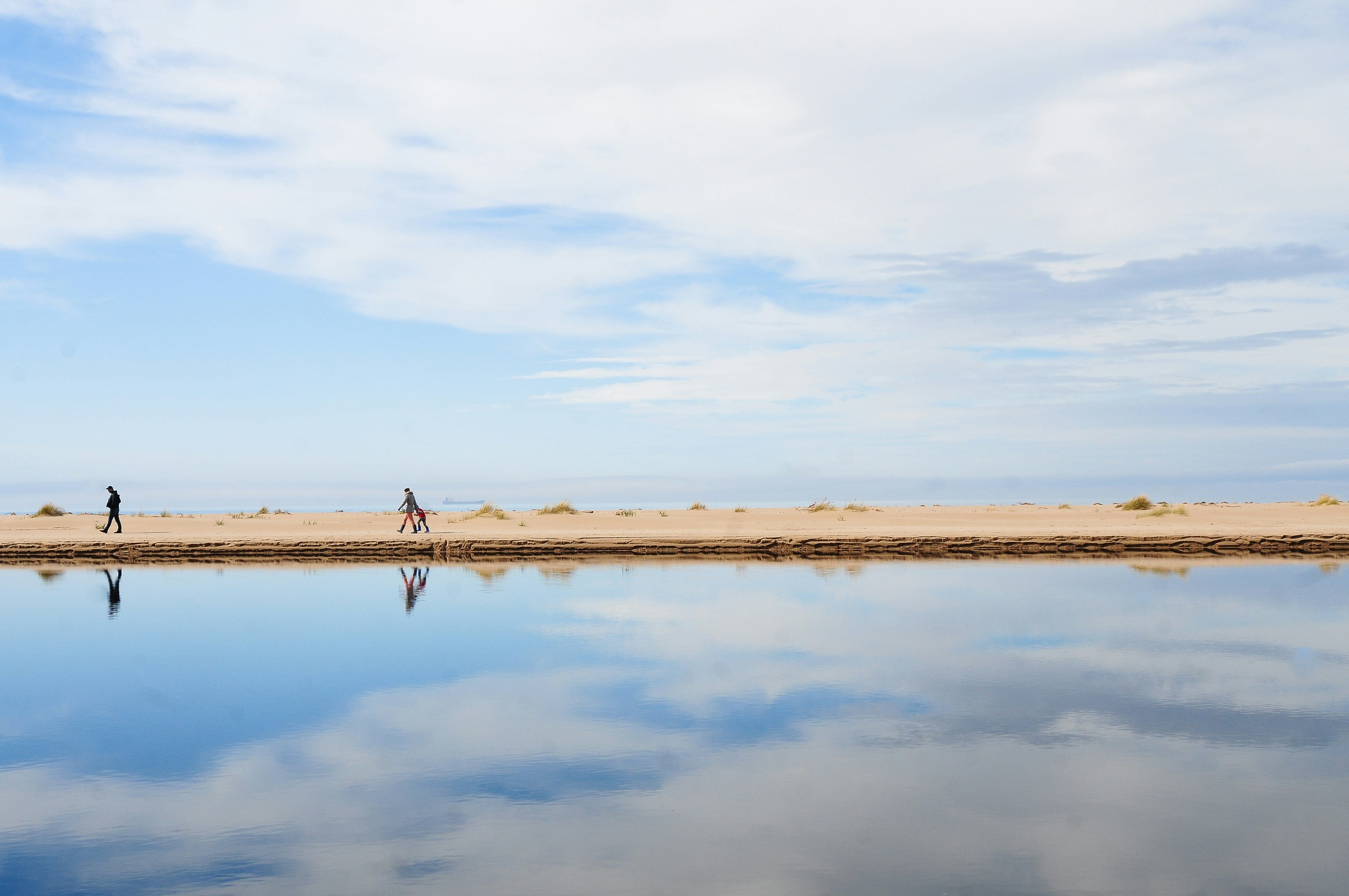 Mirrored Horizon: A Quiet Walk by the Desert Shore