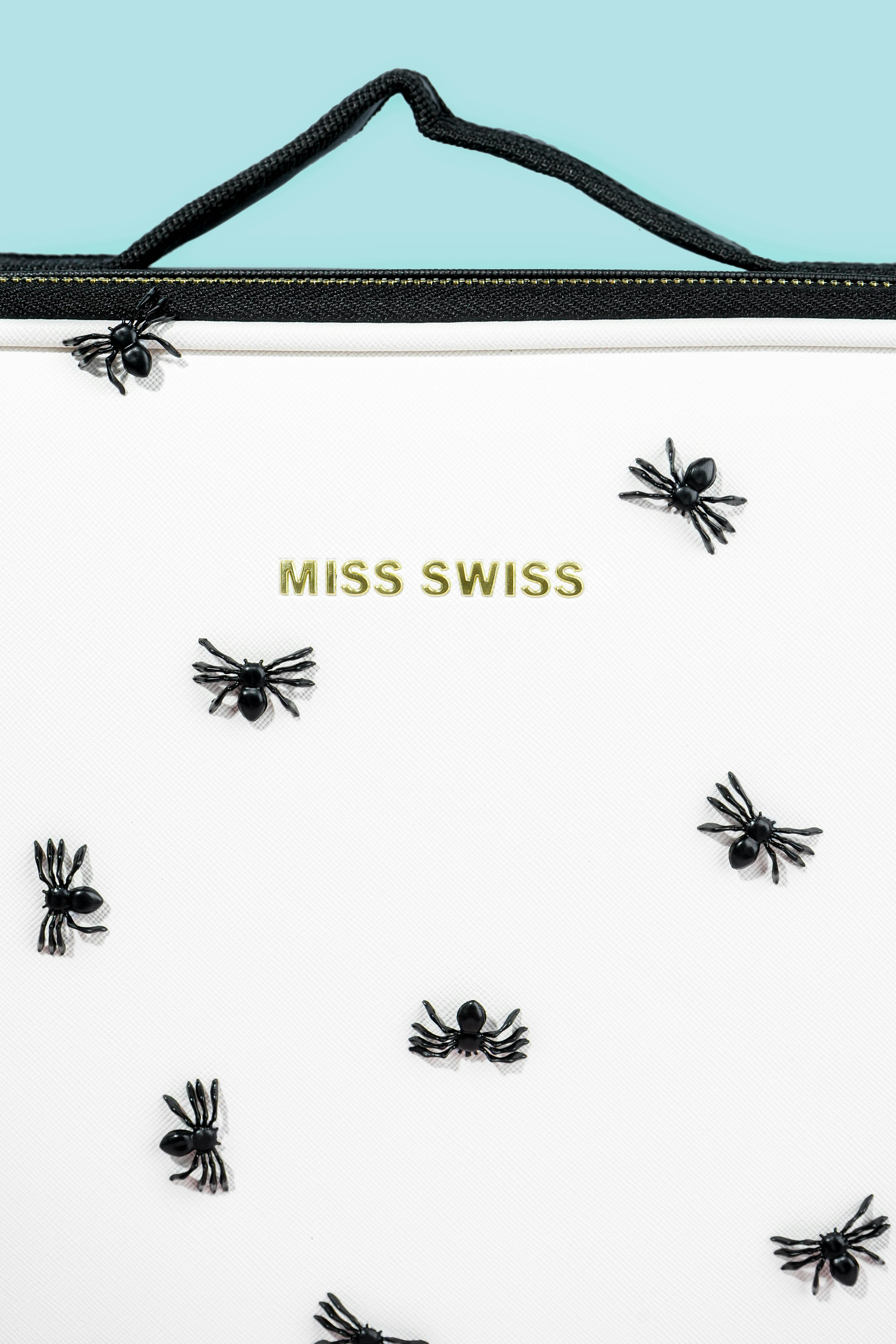 A picture of a bunch of black spider magnets on a white board photo ...