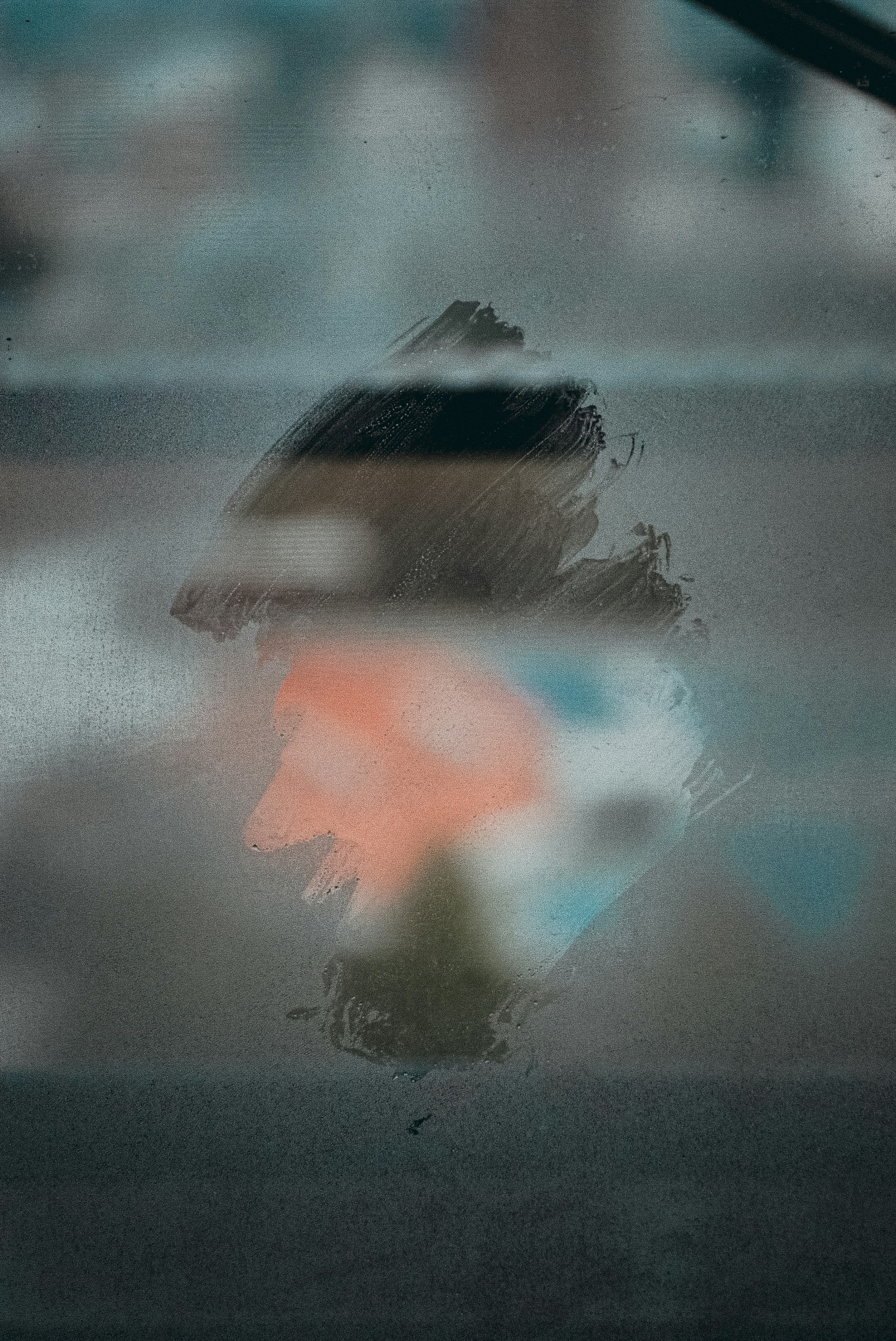 Veiled Brushstroke: A Frosted Glass Portrait in Blur