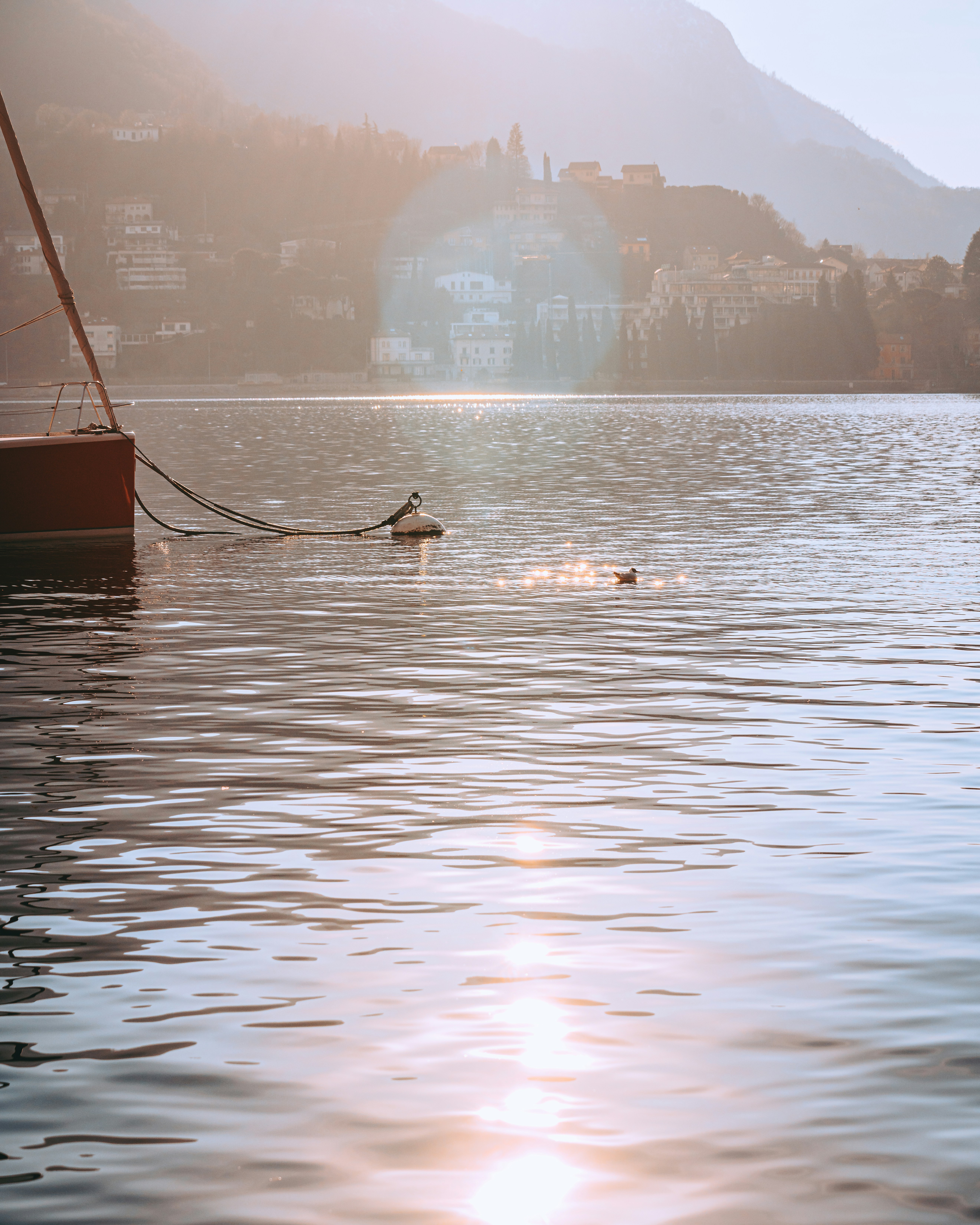 Sunlit Harbor: A Quiet Morning on the Mirror Lake