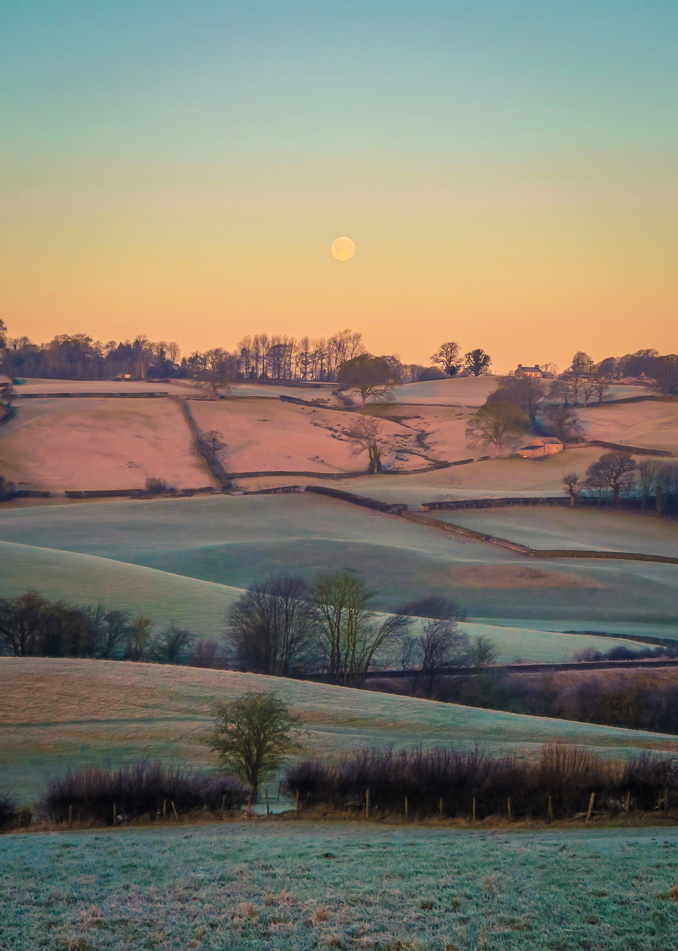 A field with a full moon in the distance photo – Free Kendal Image on ...