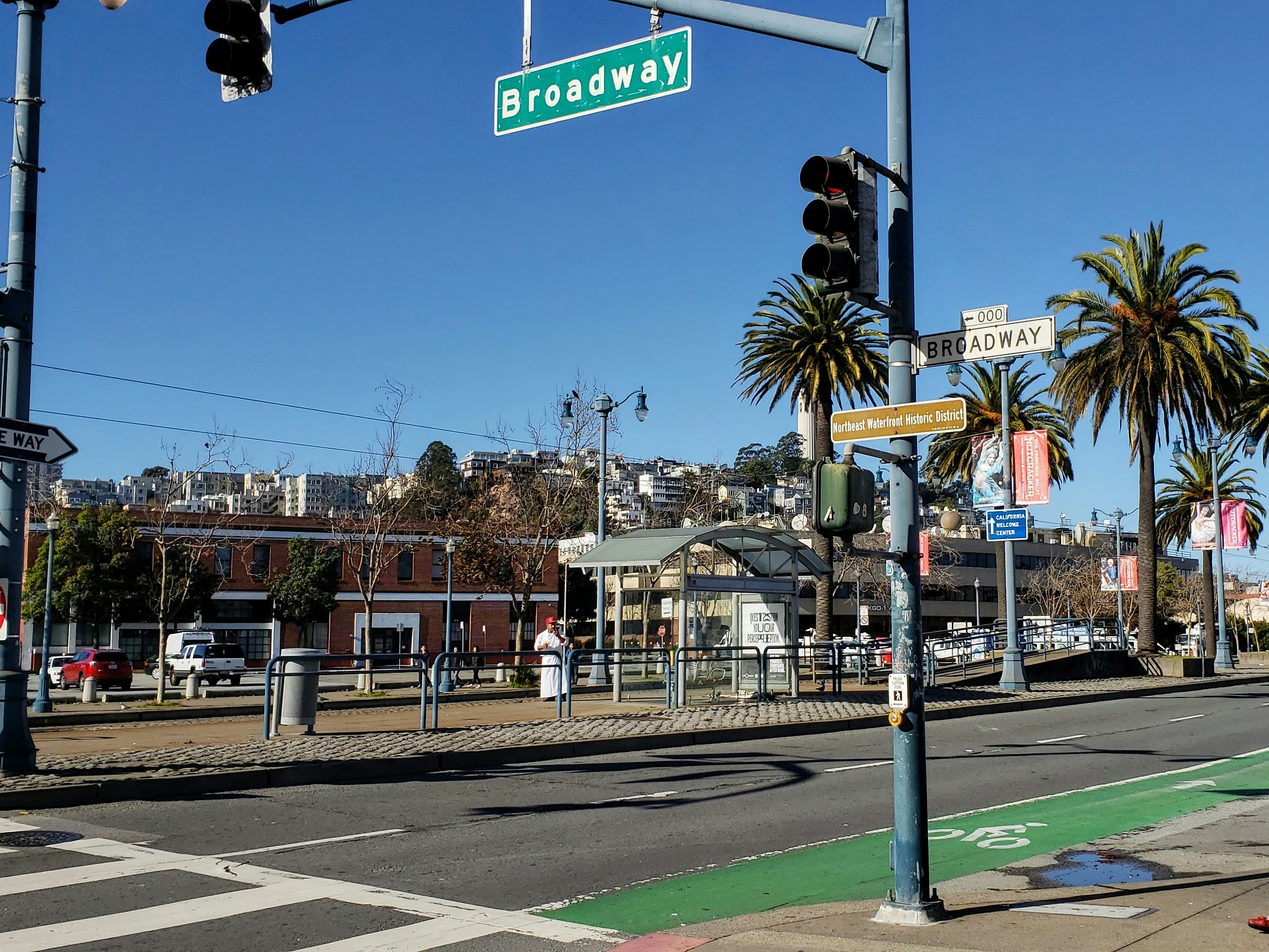 A view of a city street with palm trees photo – Free San francisco ...
