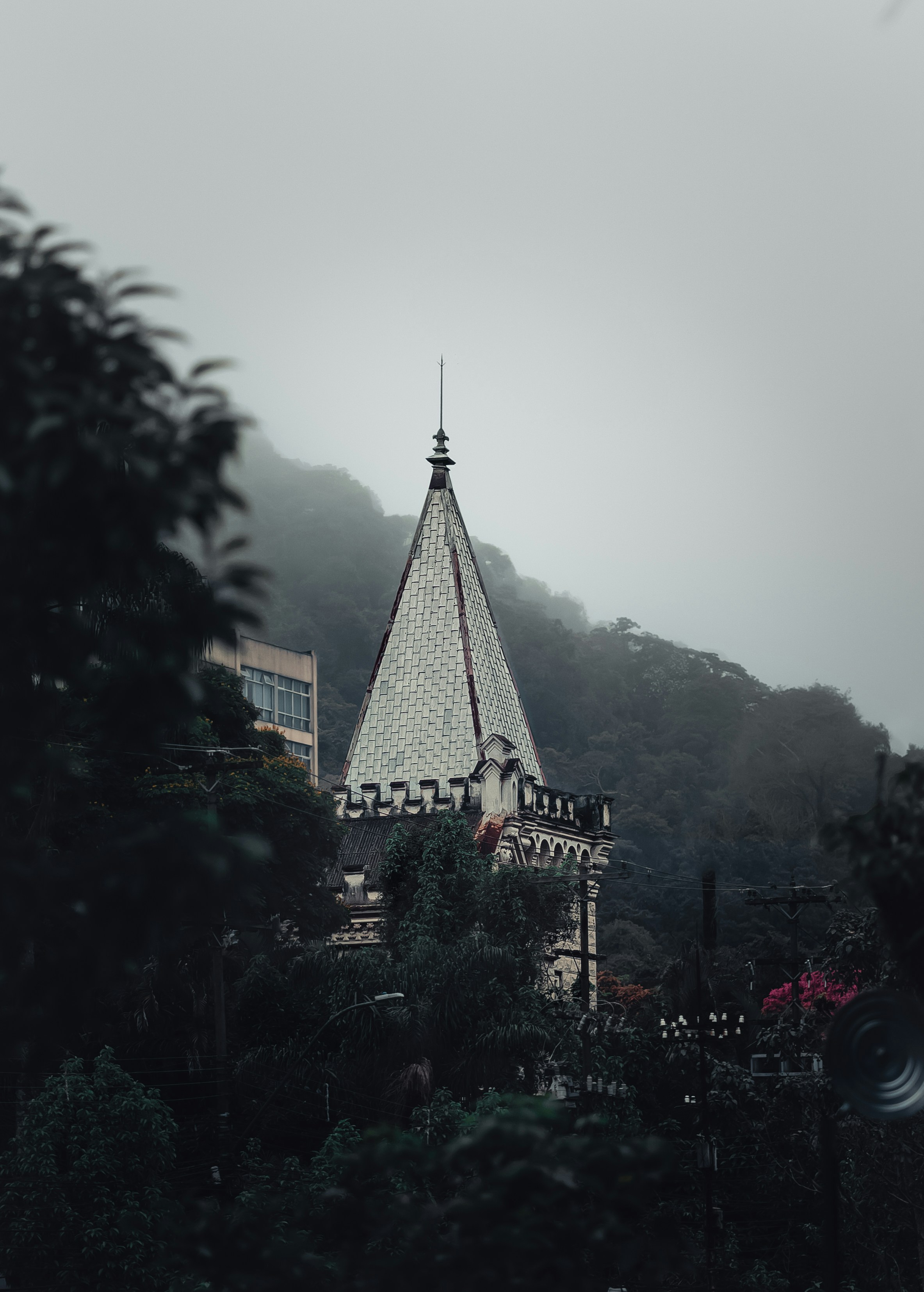 Mystical Spire Amidst the Mist