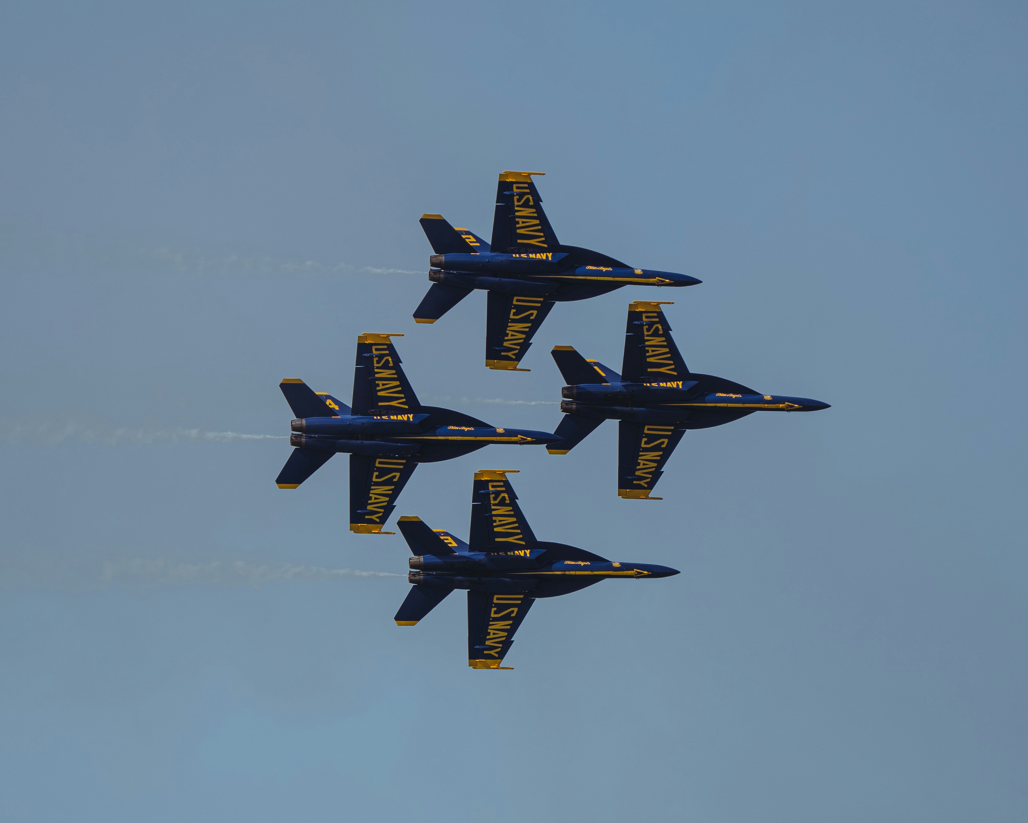 Four jets flying in formation in a blue sky photo – Free San francisco ...