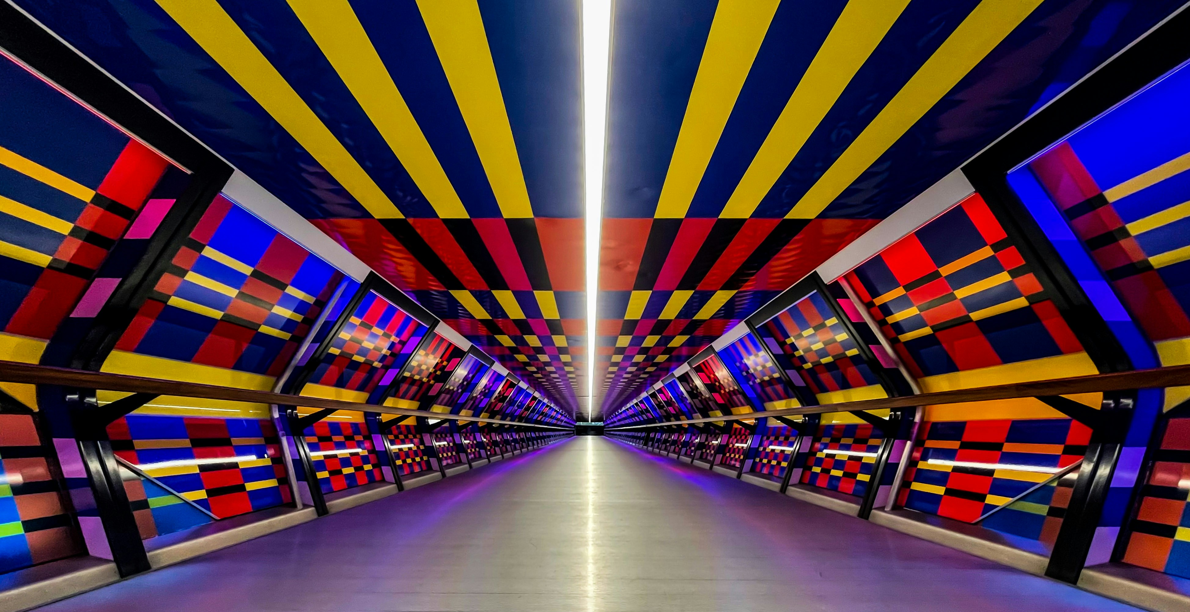 Prismatic Convergence: Neon Corridor to the Vanishing Point