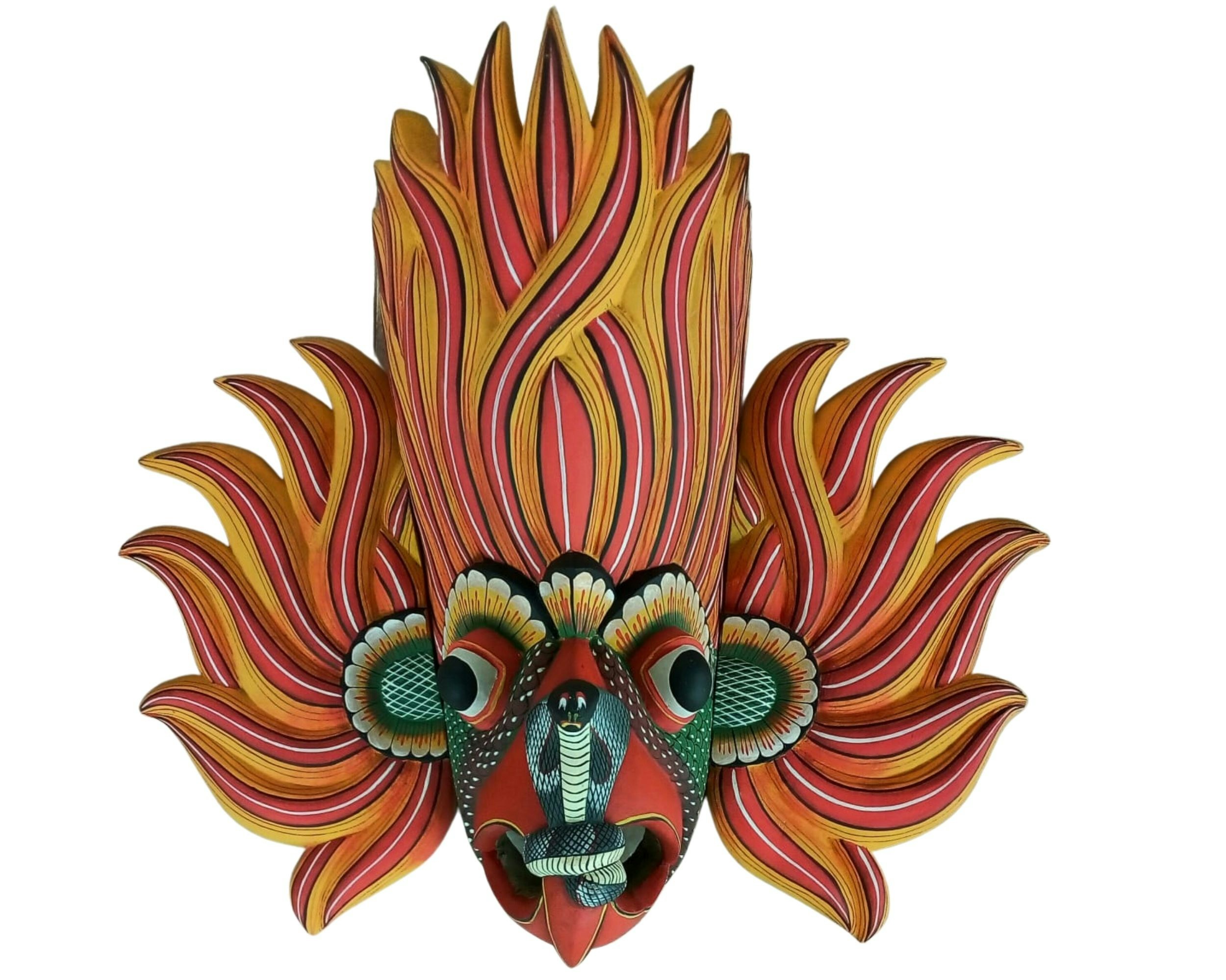 A red and yellow mask on a white background photo – Free Art Image on ...