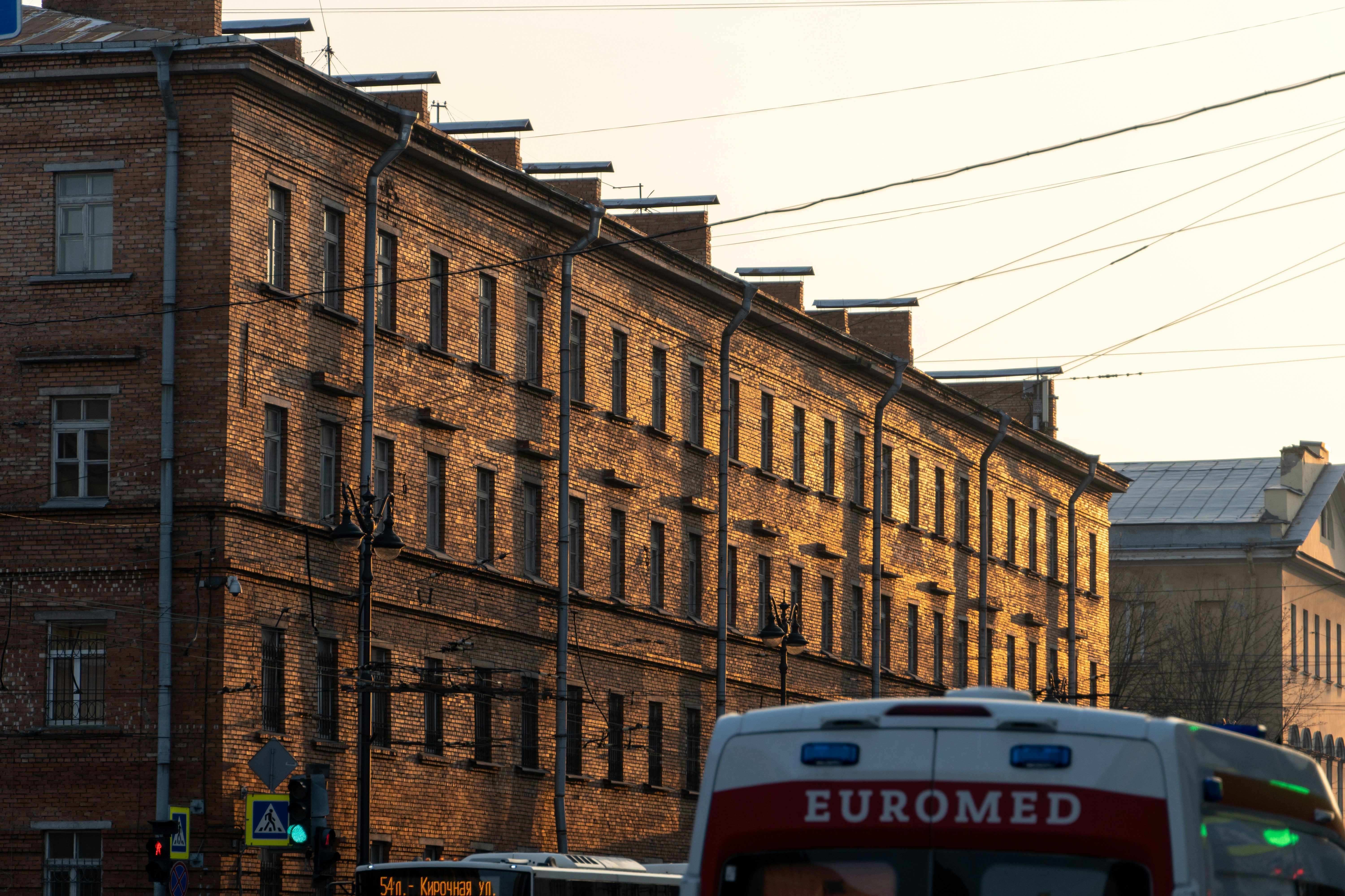Brick-blocked Horizon: Morning Light Over a City Street
