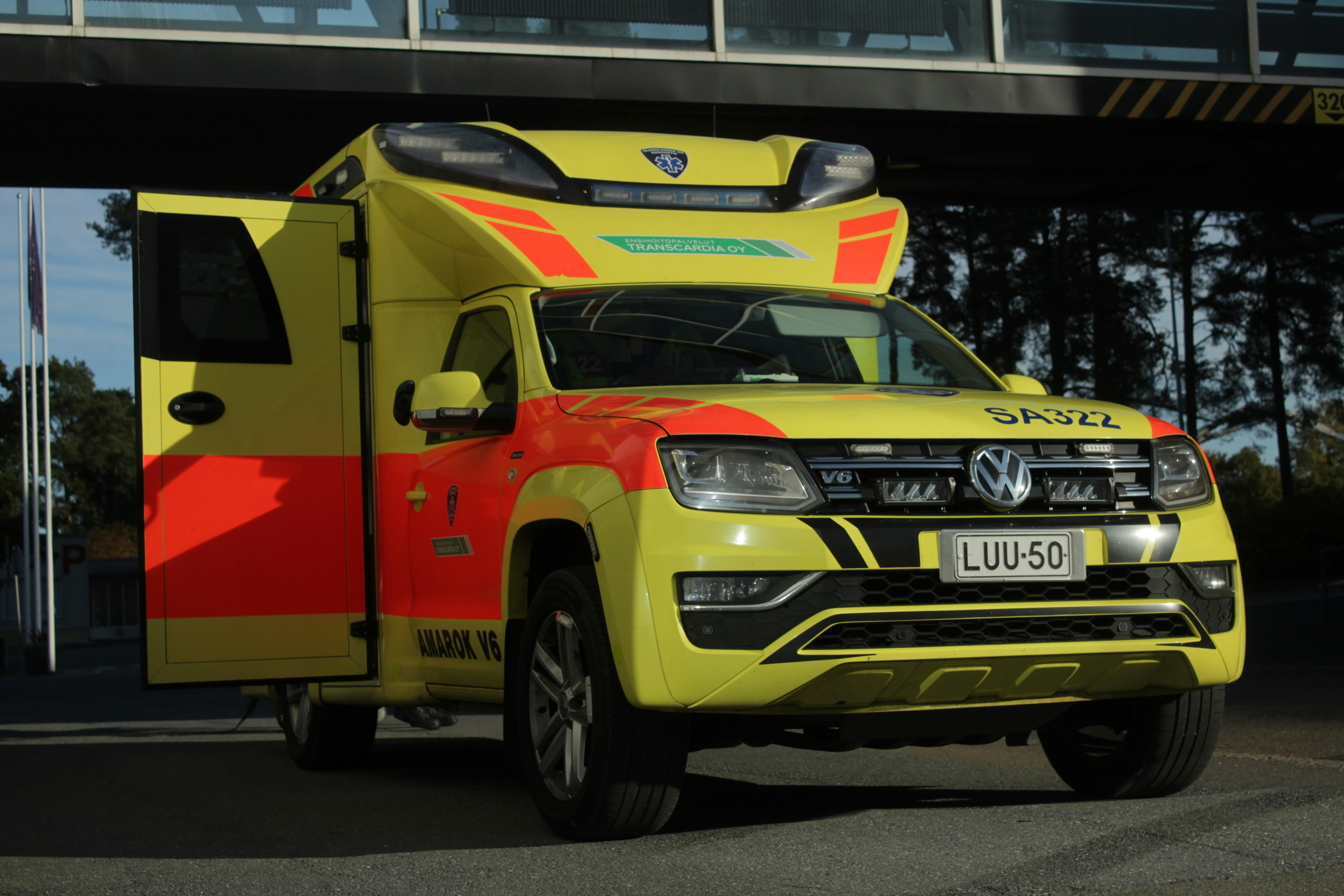 Bright Lifeline: A Yellow Ambulance Ready for Action