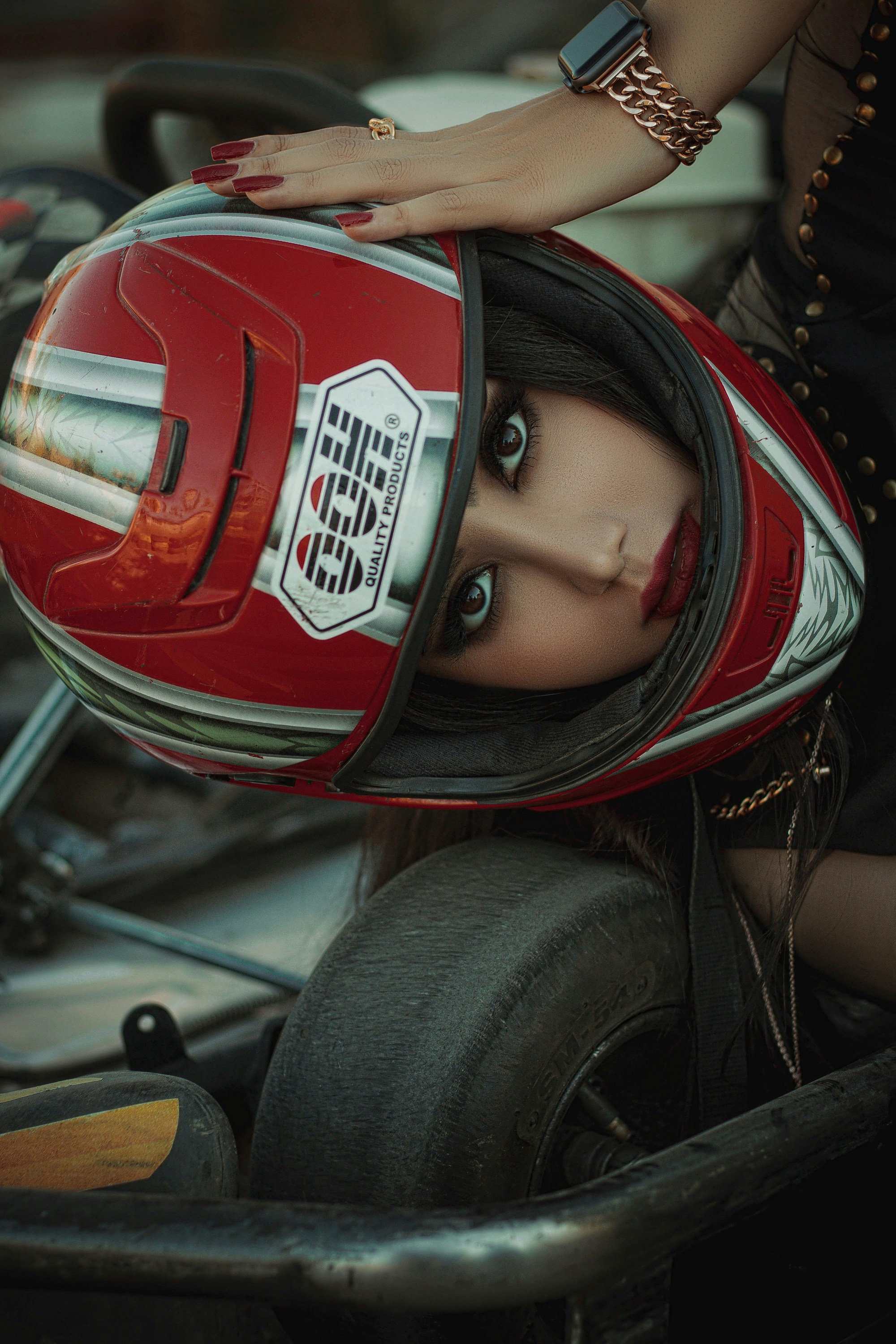 A woman with a helmet on top of a motorcycle photo – Free Iran Image on ...