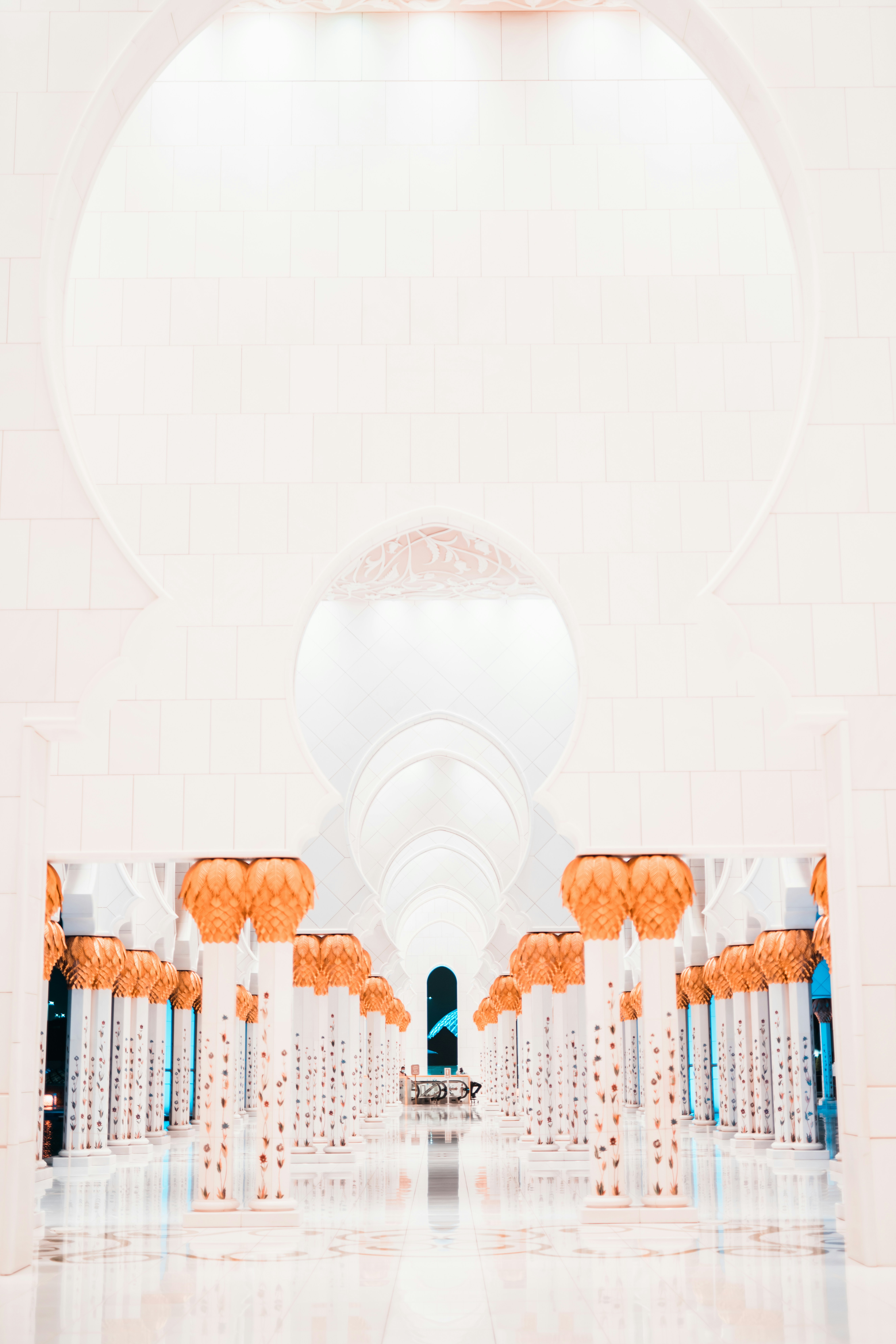 Echoes of Marble and Light: A Pristine Corridor of Arches