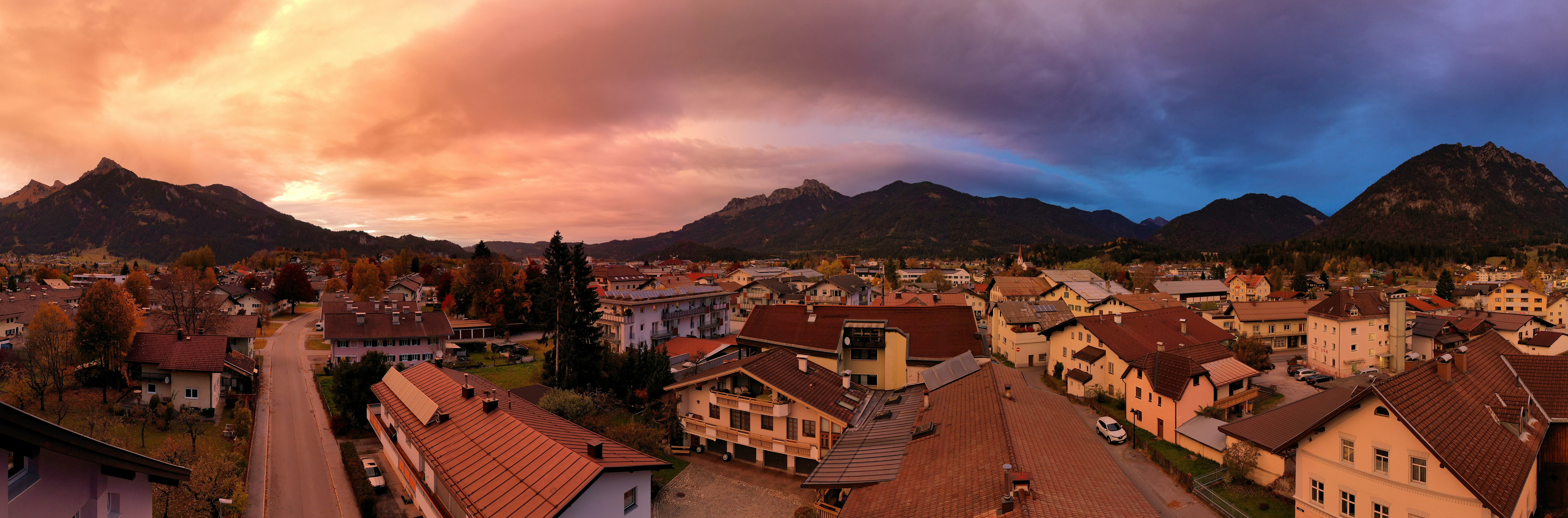 Sunset Panorama over a Mountain Village