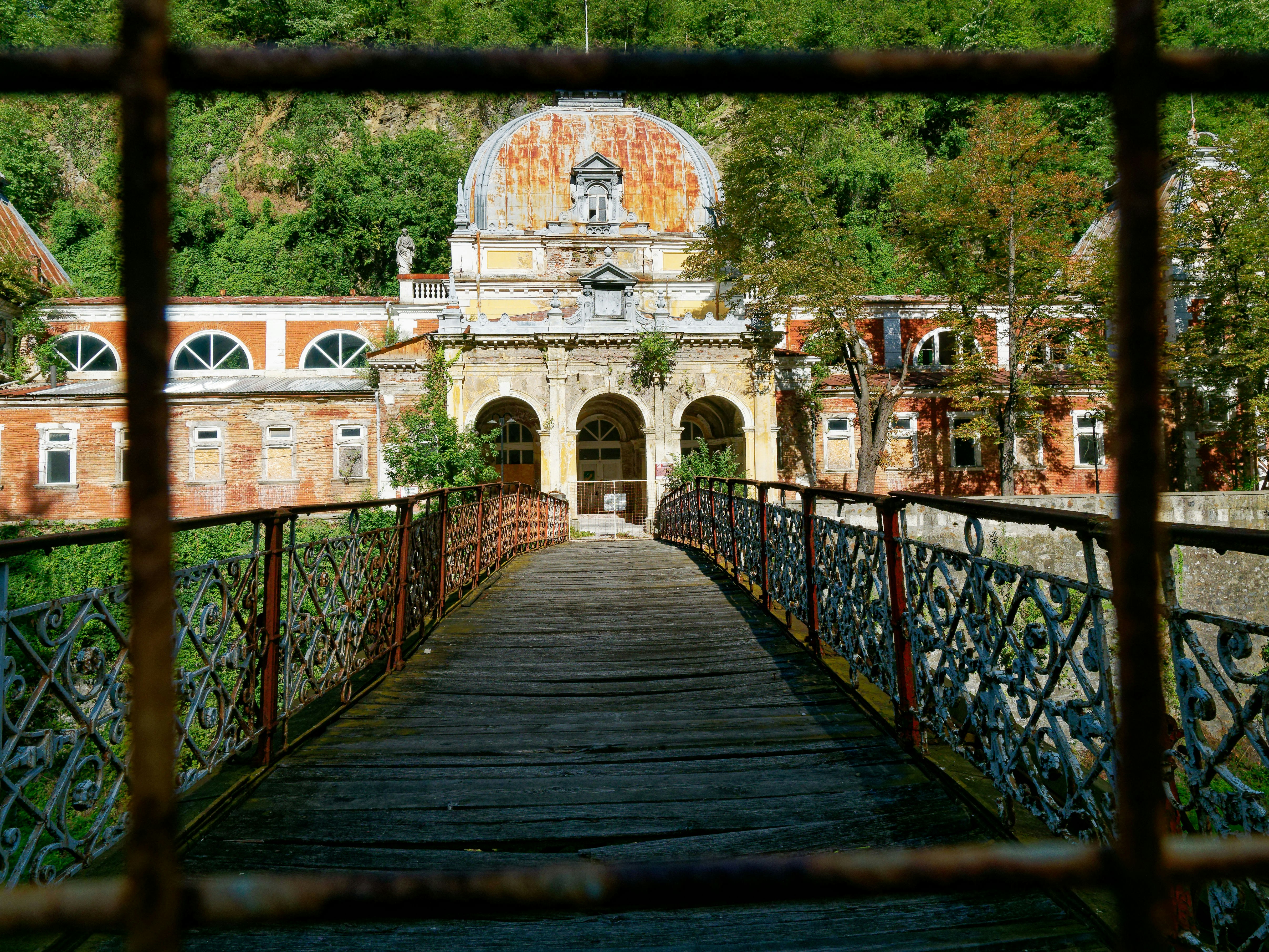Rusty Bridge Overgrown to a Facade of Time