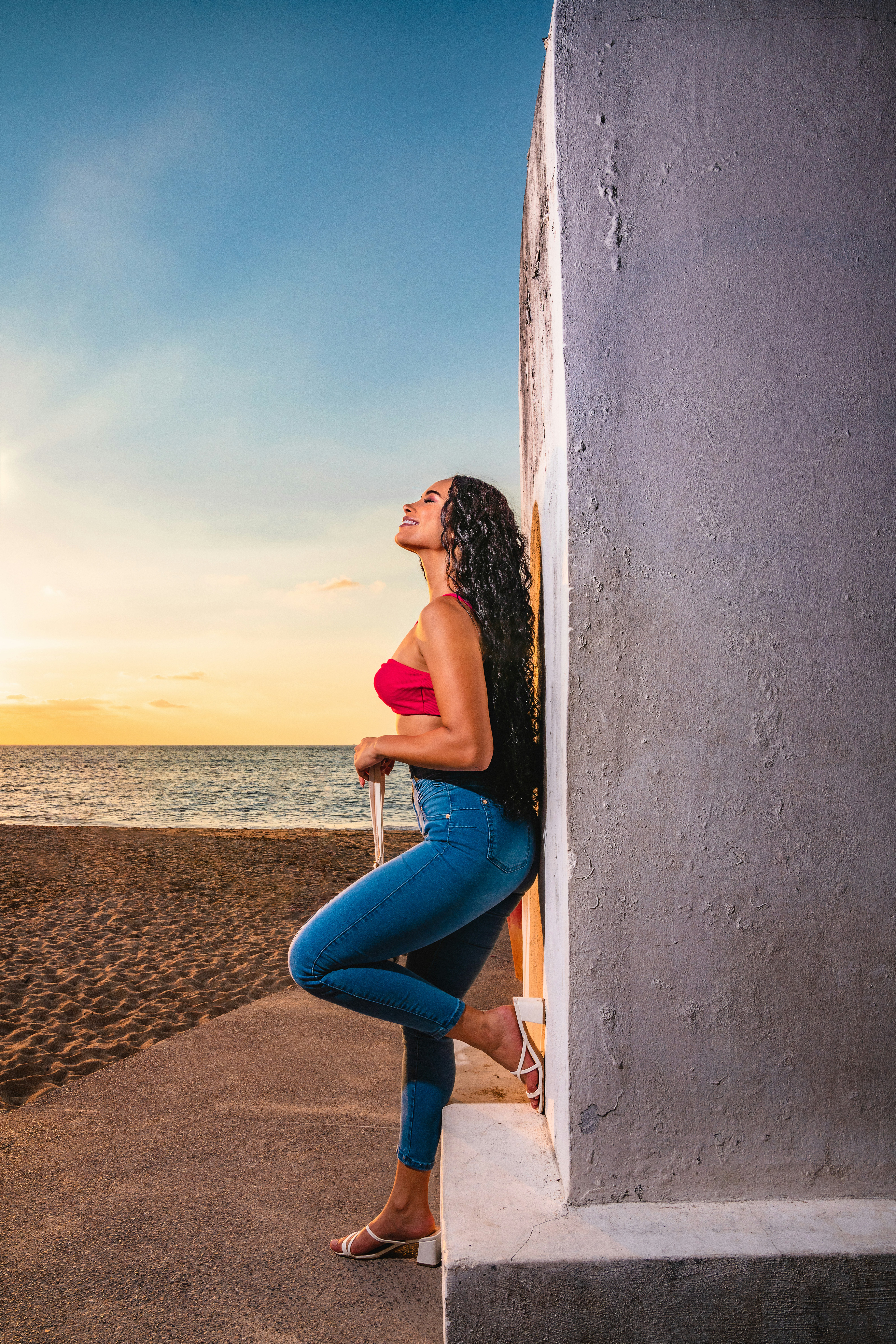 Sunset by the Pier: A Portrait in Warm Light