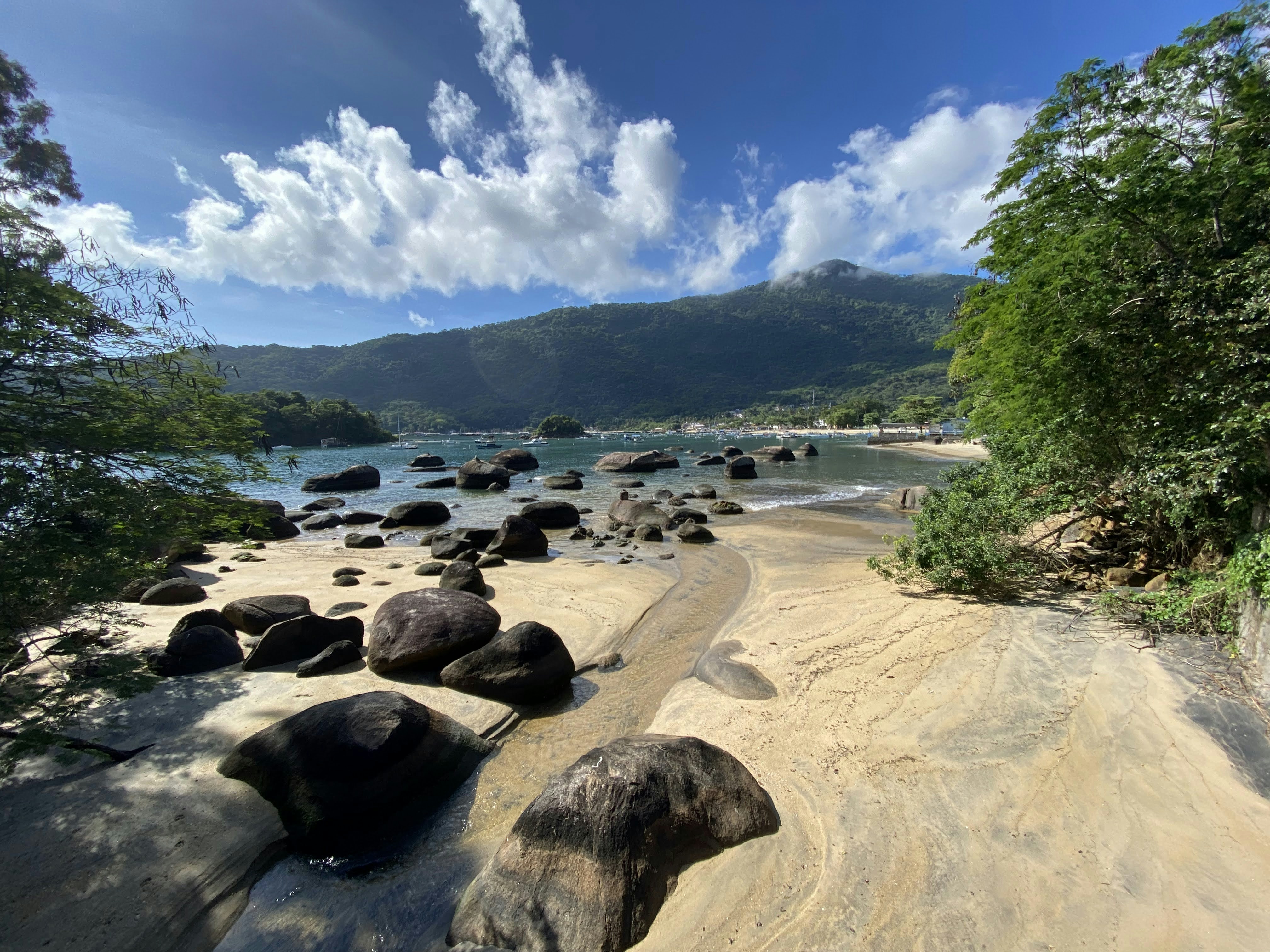 Rocky Shores Under a Vast Blue Sky