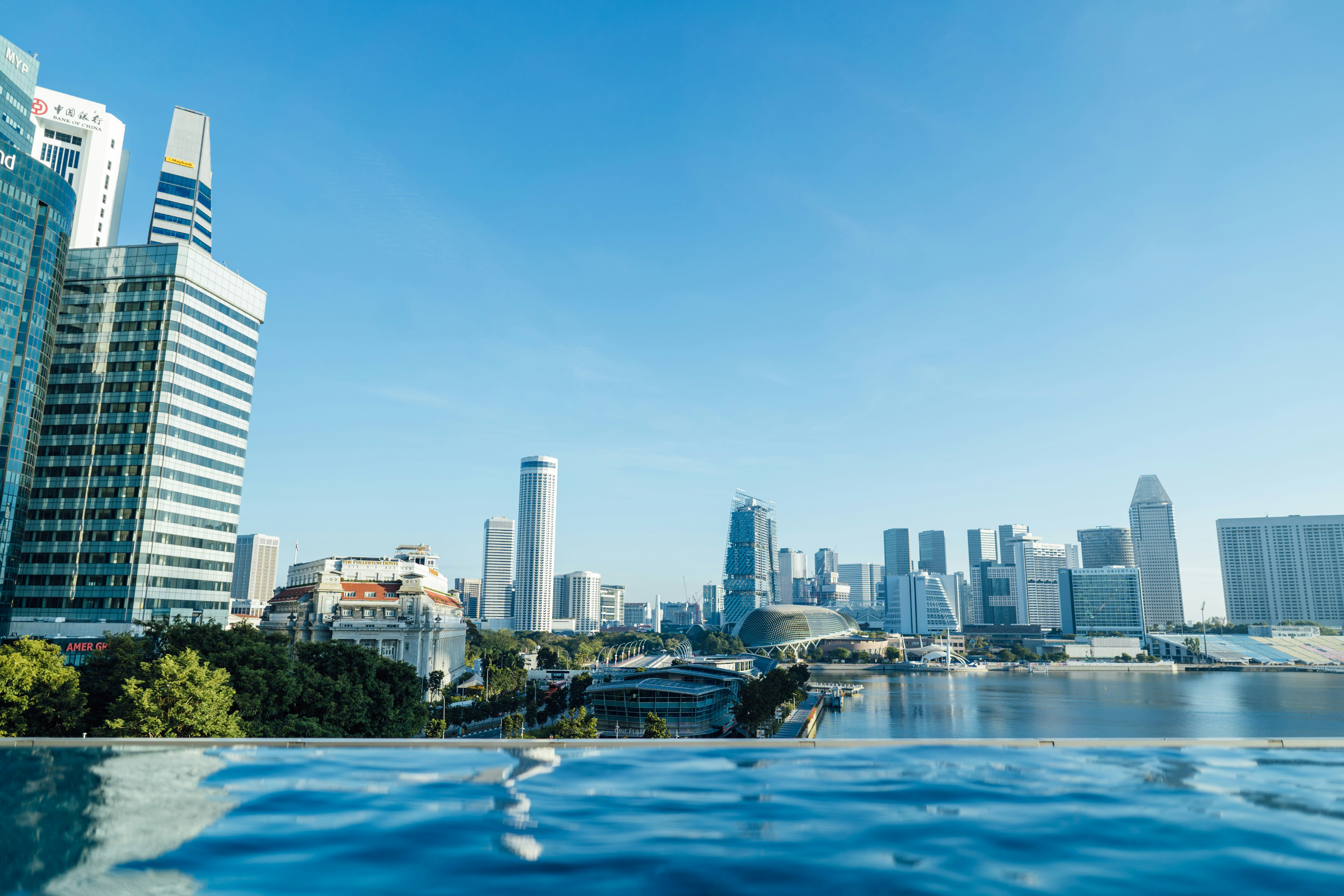 A view of a city from a swimming pool photo – Free Building Image on ...