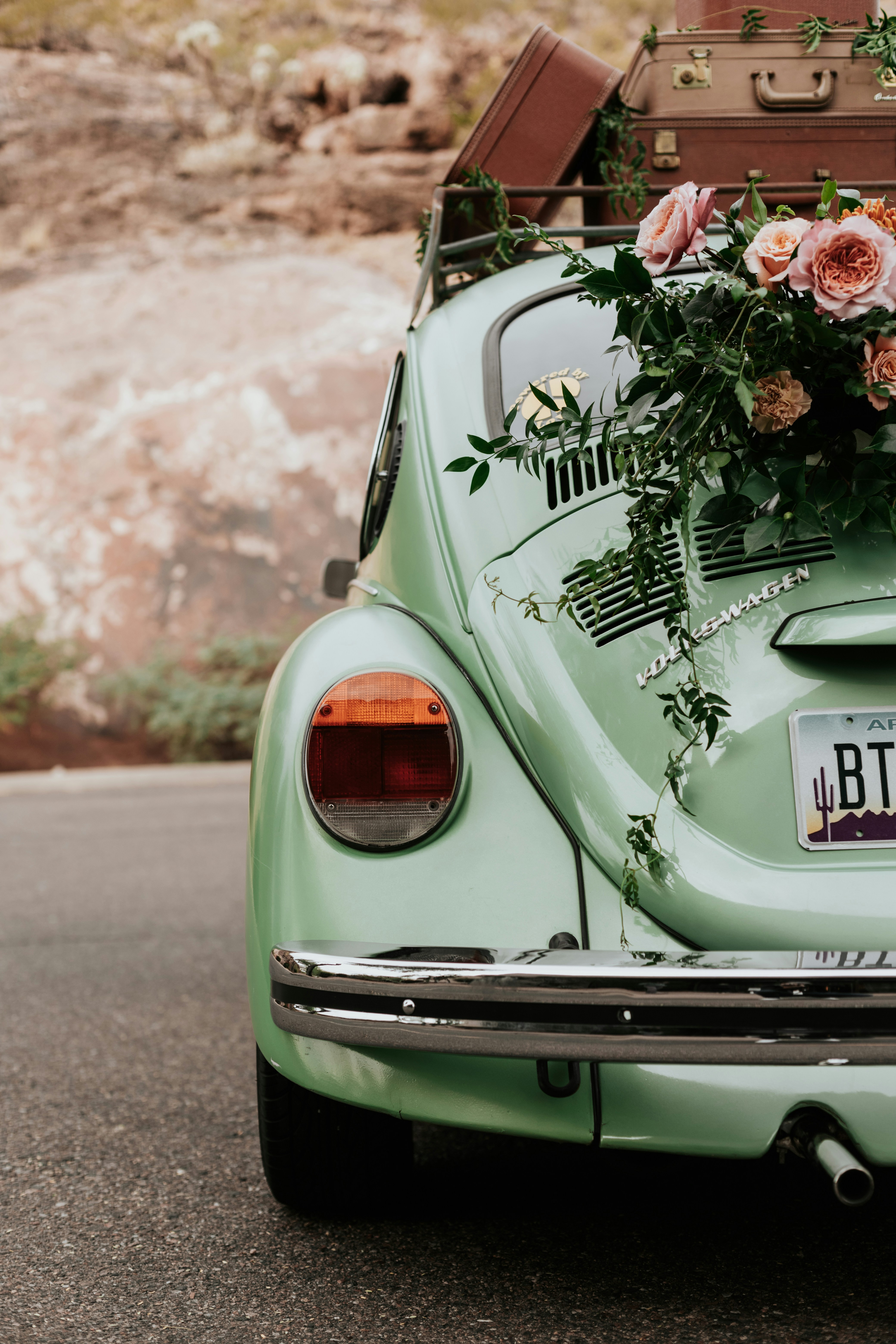 Pastel Beetle with Blooming Garland