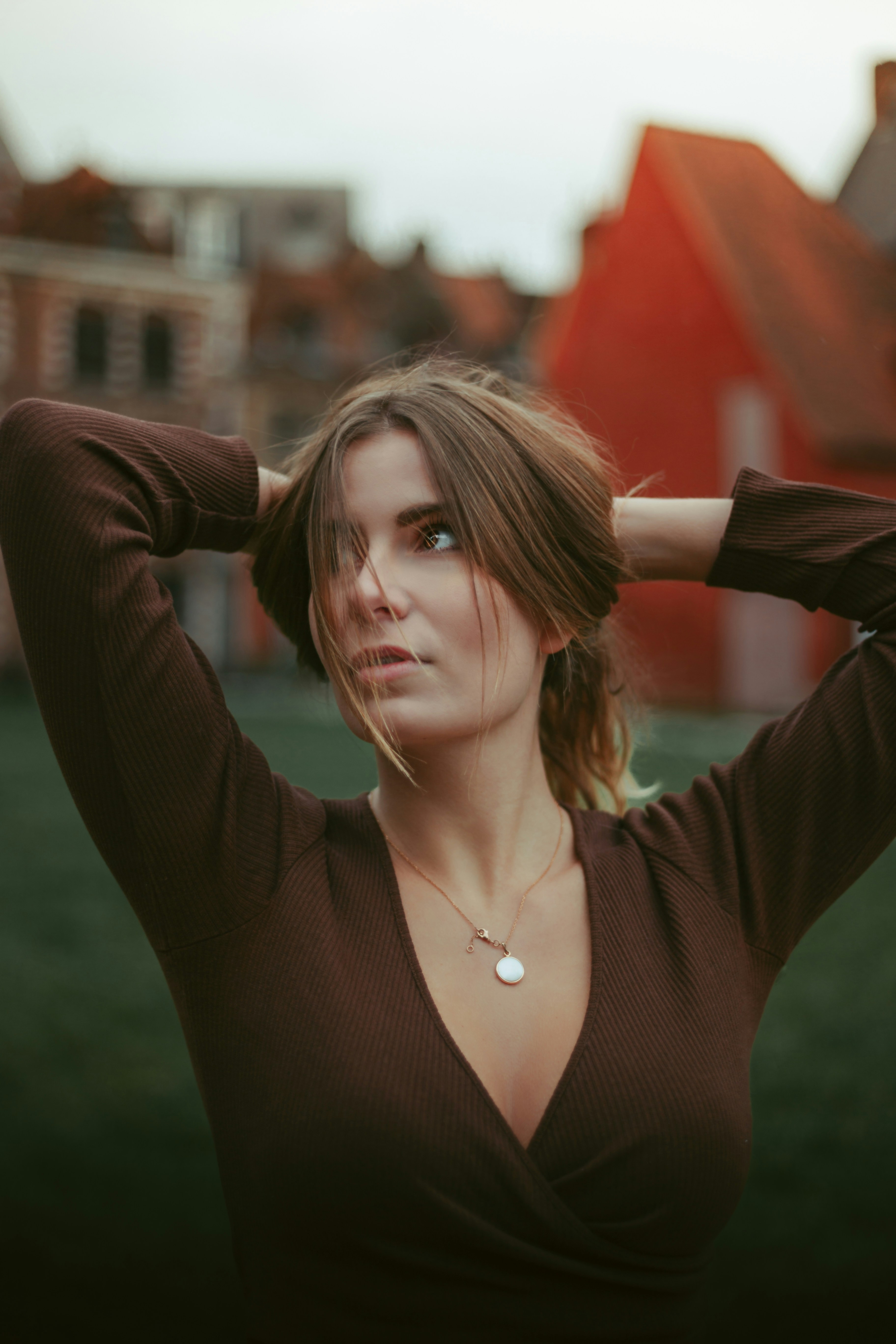 Soft Focus, Strong Gaze: Portrait in a Rooftop Evening