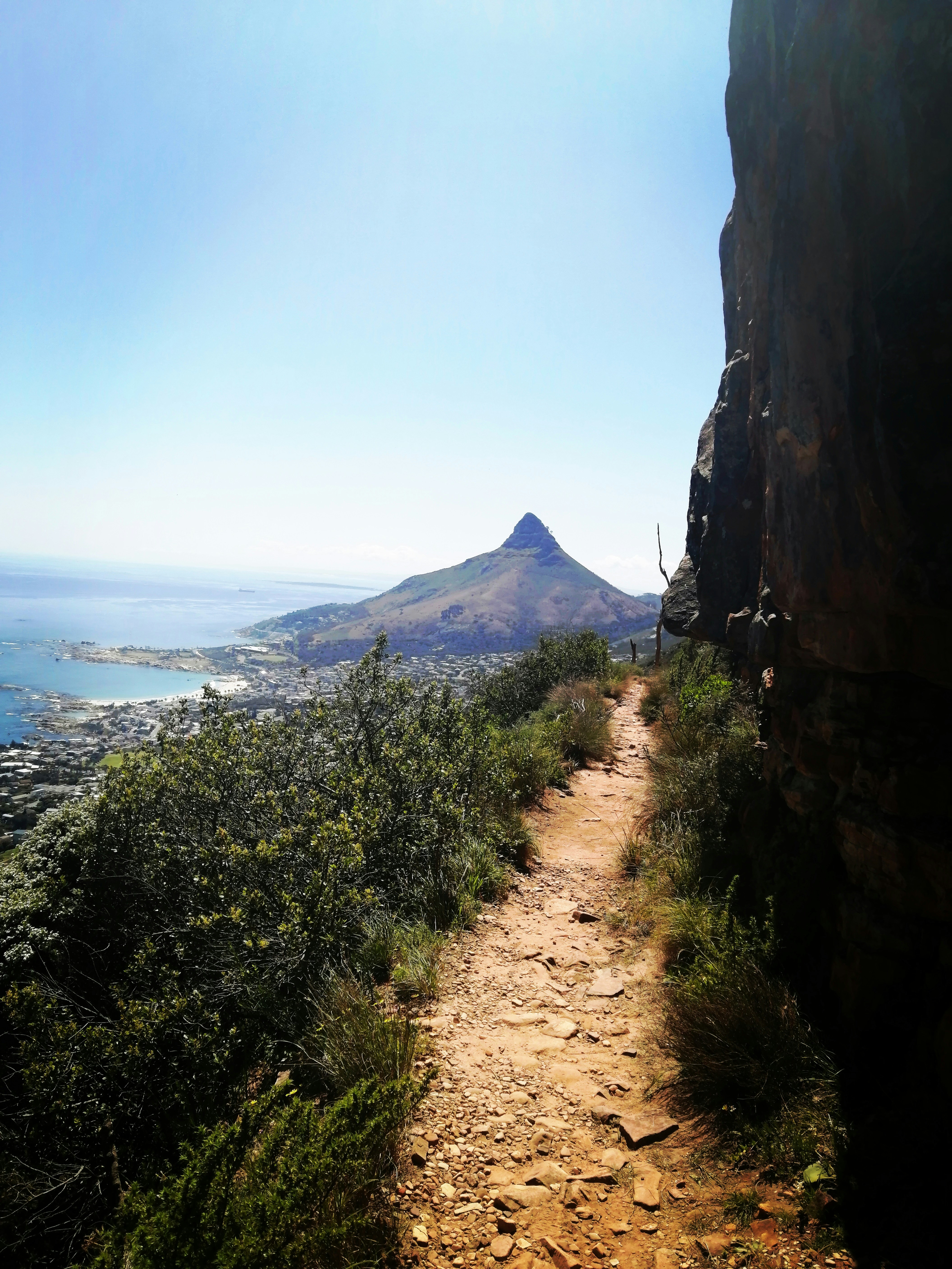 Cliffside Ridge to a Distant Coastal Peak