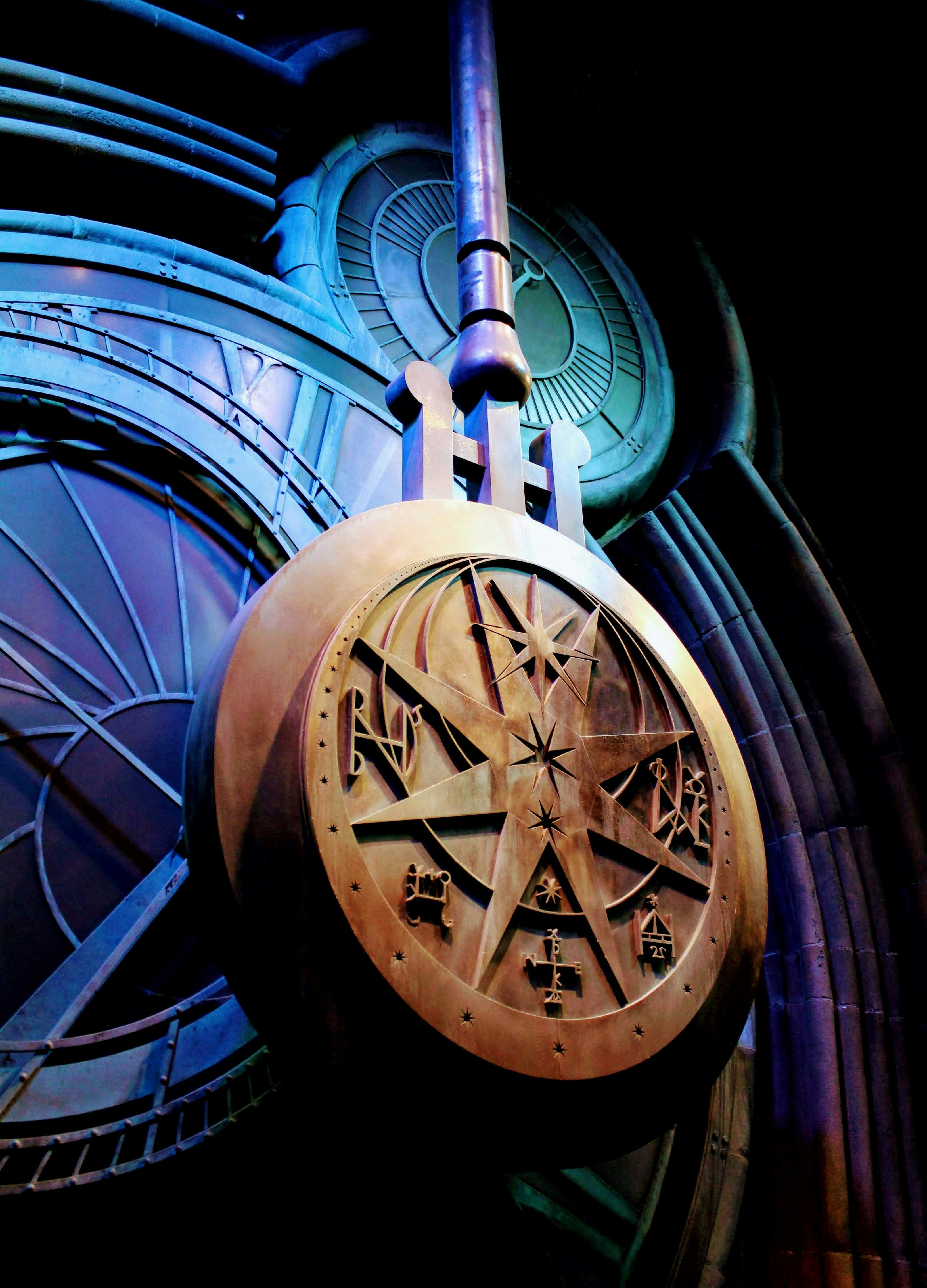 Neon Clockwork Compass: A Brass Heart in Blue-Green Machinery
