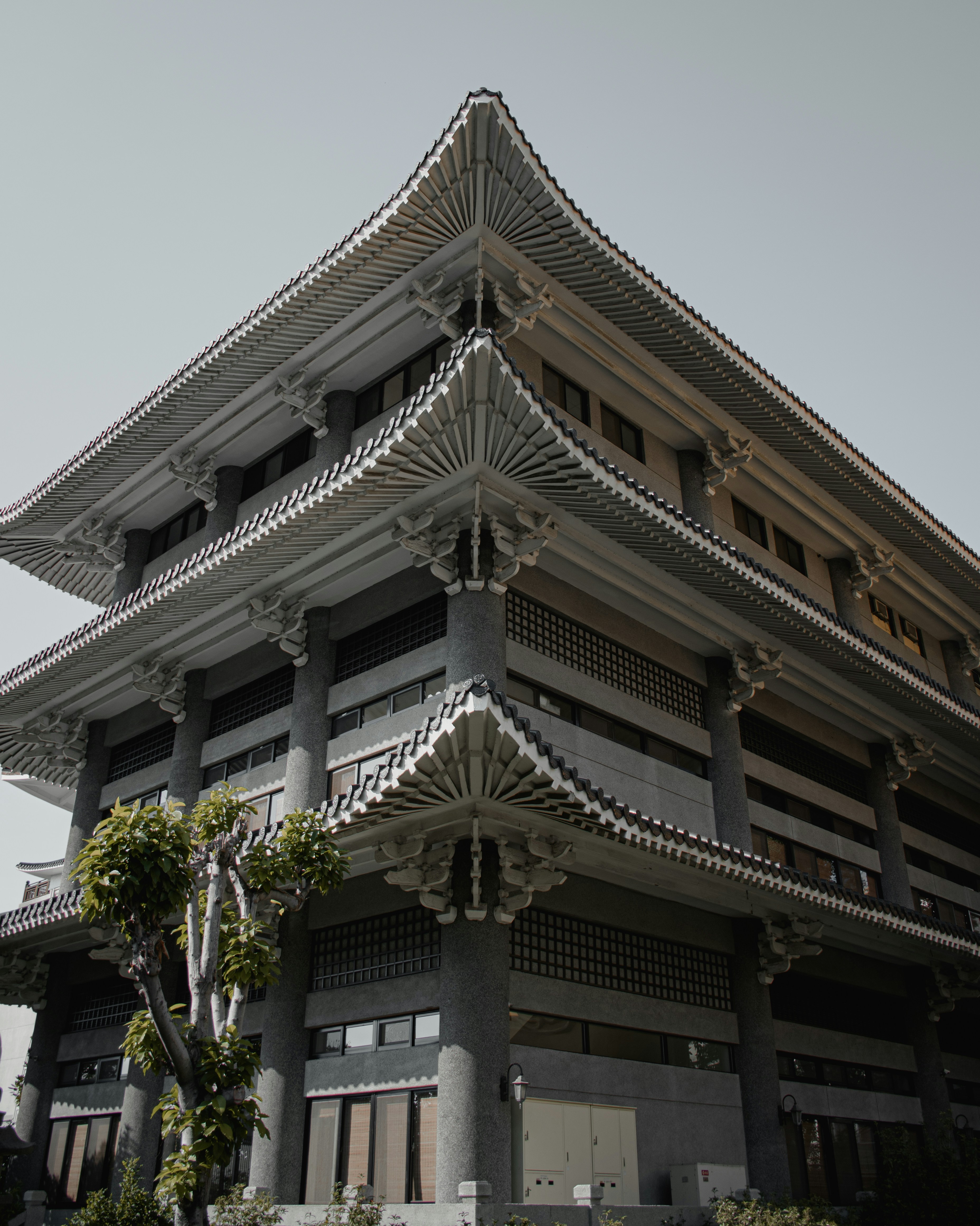 Tiered Temple: The Majestic Eaves of a Multi-Story Gable
