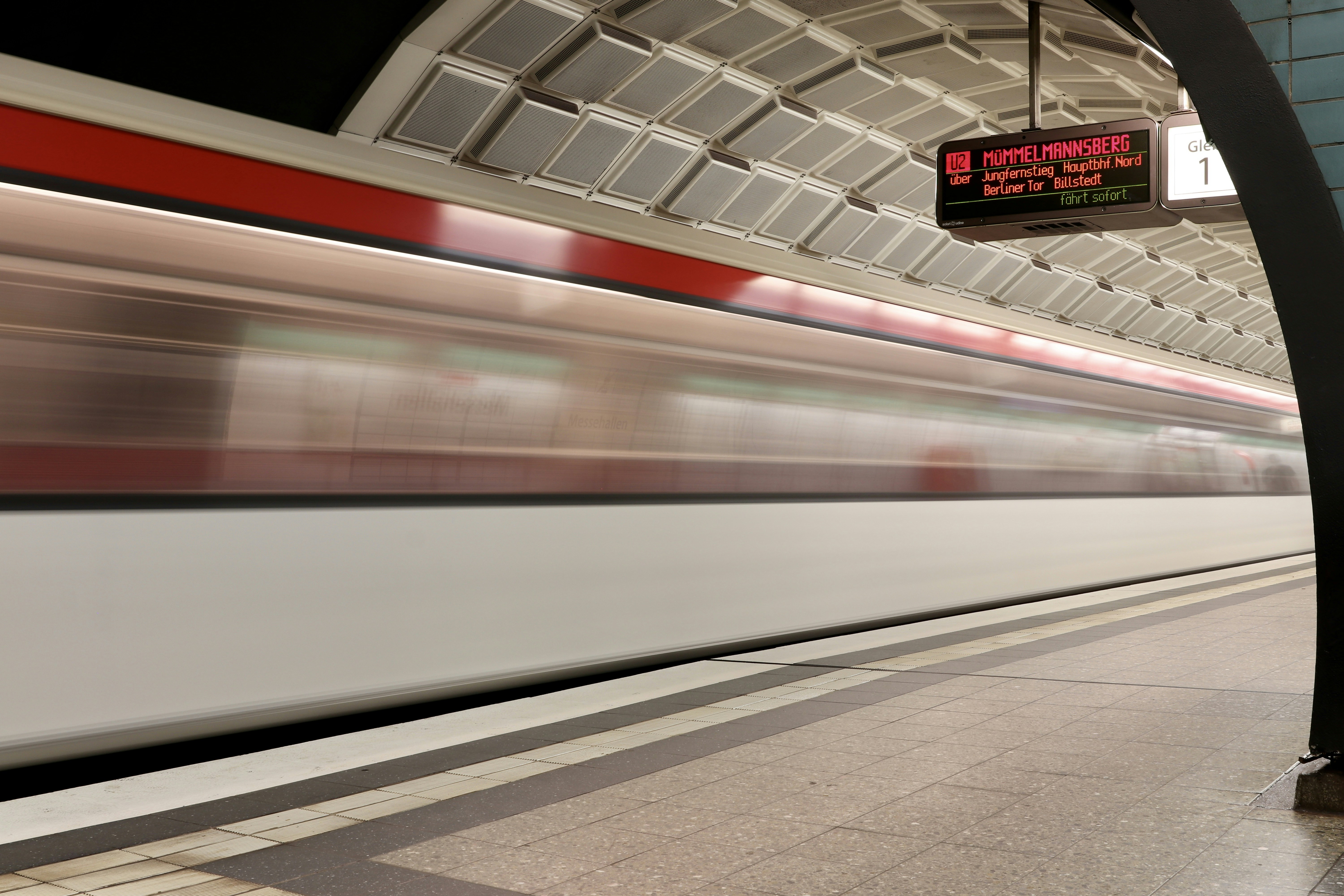 Blurred Red Line: A Subway Train in Transit