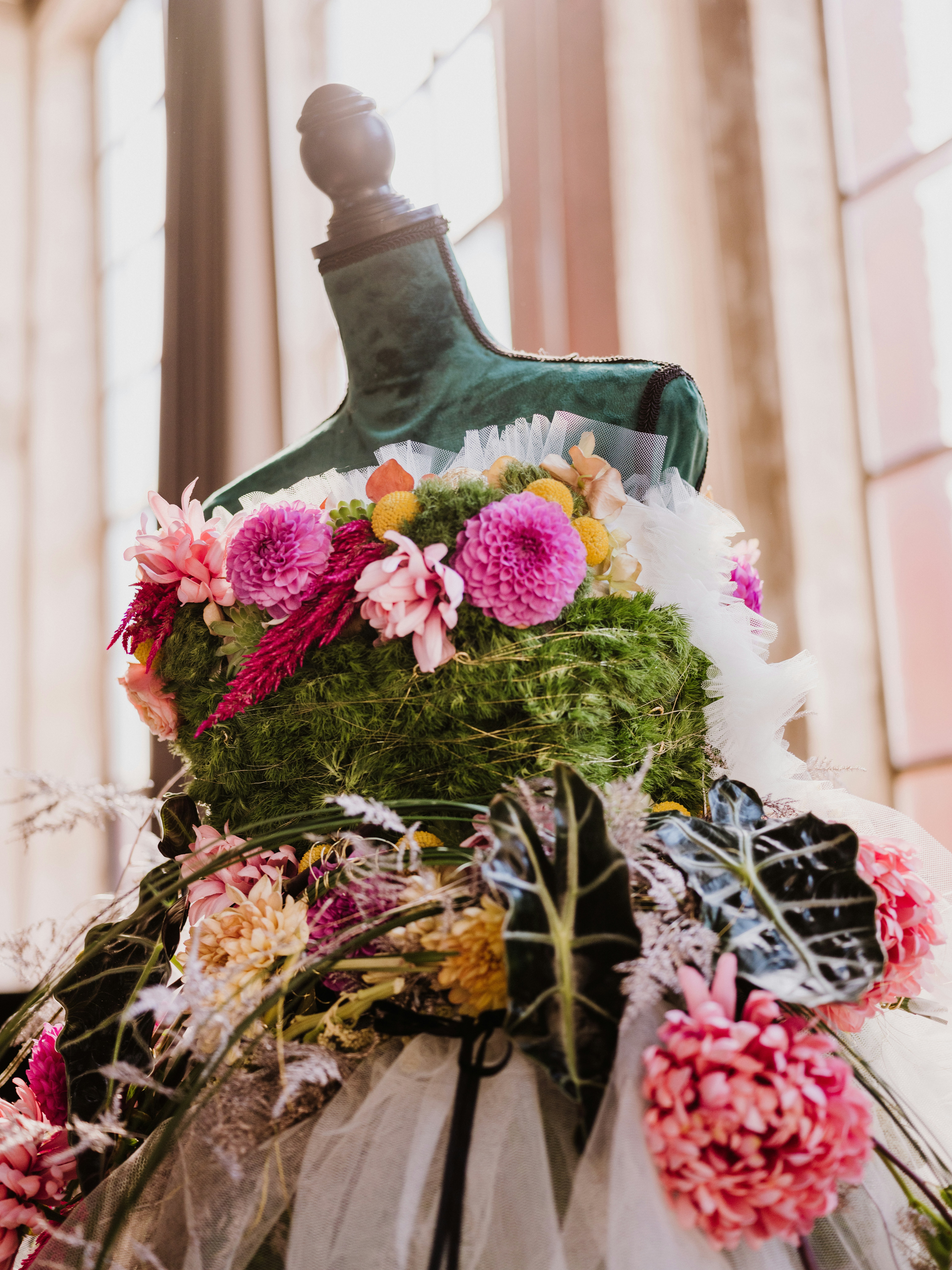 Floral Couture on a Velvet Mannequin